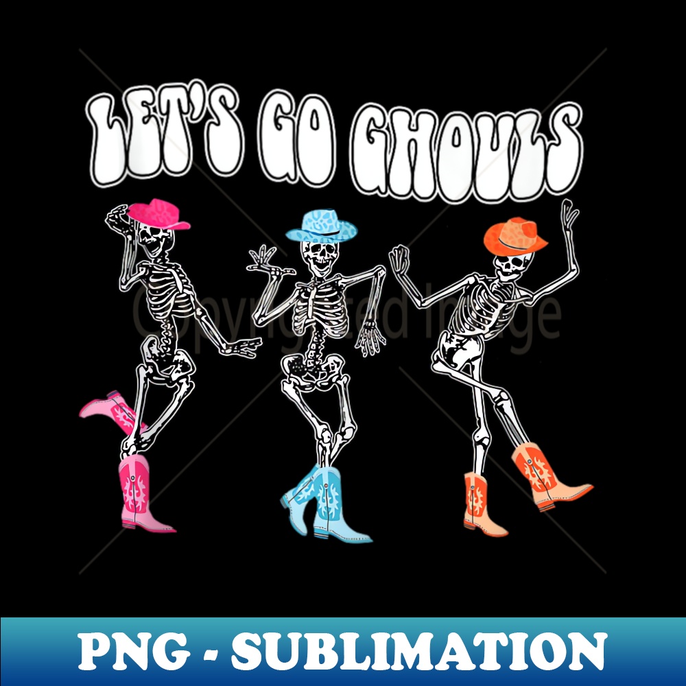 Lets Go Ghouls Halloween Spooky Western Cowgirl Skeleton Tan | Inspire ...
