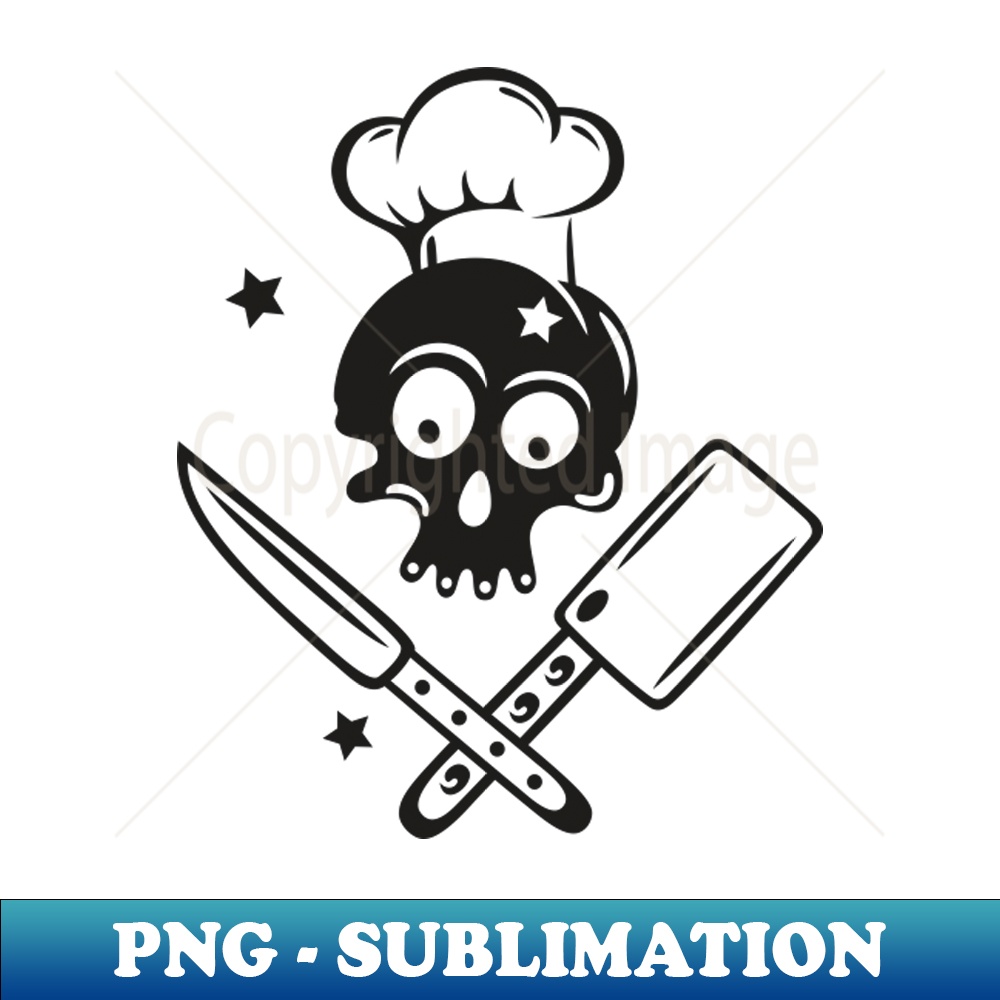 Skull with cooking hat knives and stars - Retro PNG Sublimat | Inspire ...