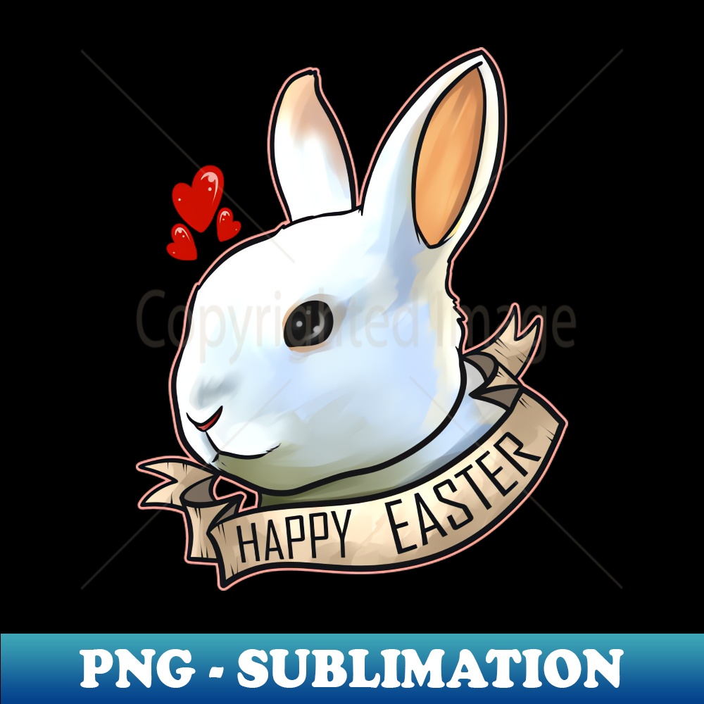 Realistic Happy Easter Bunny Head With Hearts On Easter - Su | Inspire ...