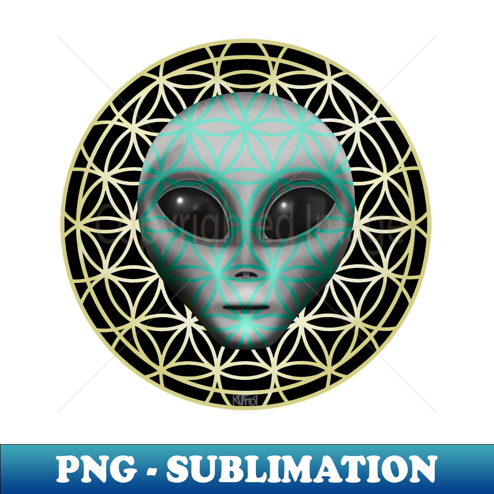 Grey Xenomorph Alien being on Flower of Life Symbol - Modern | Inspire ...