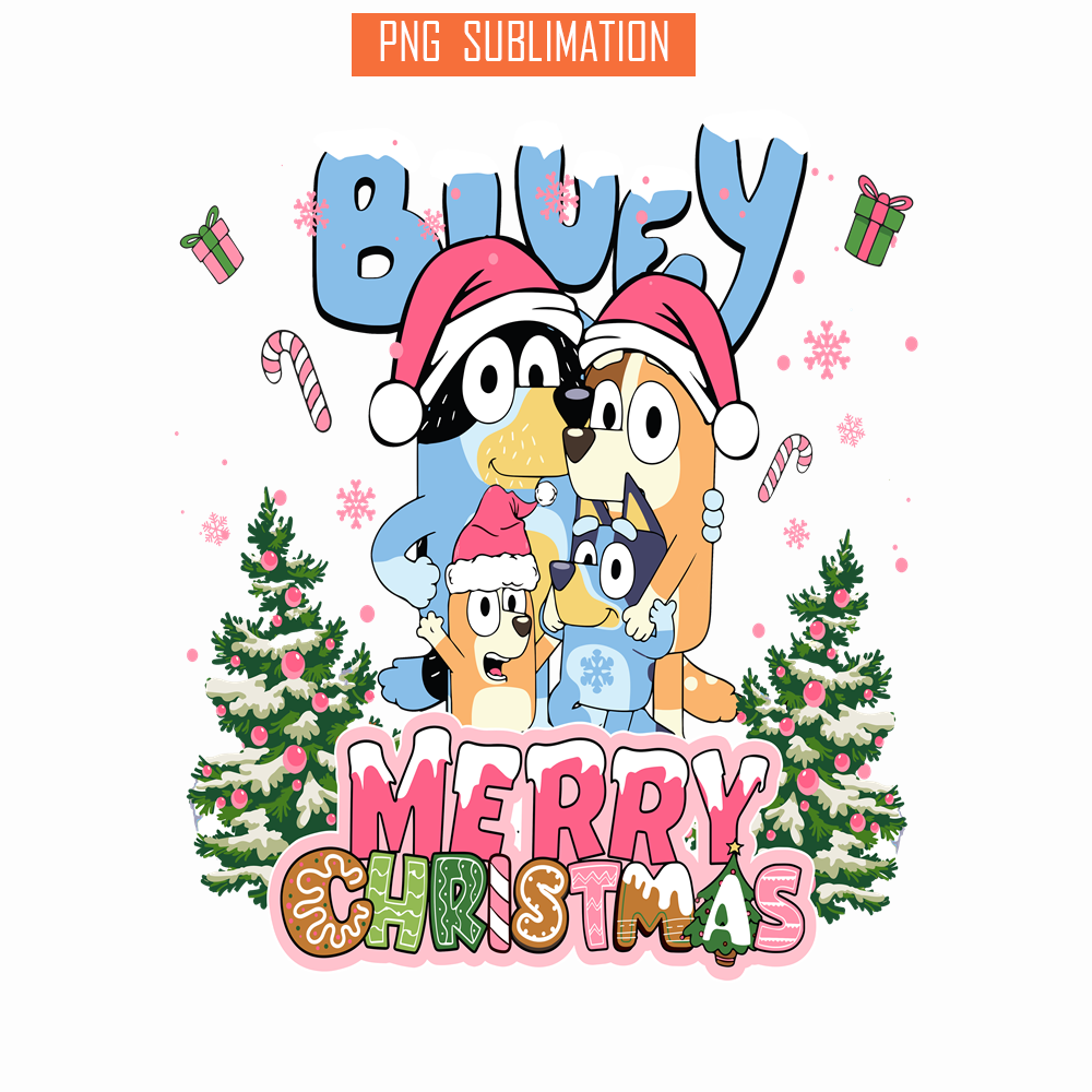 Bluey Merry Christmas PNG, Family Bluey PNG, Santa Bluey PNG | Inspire ...
