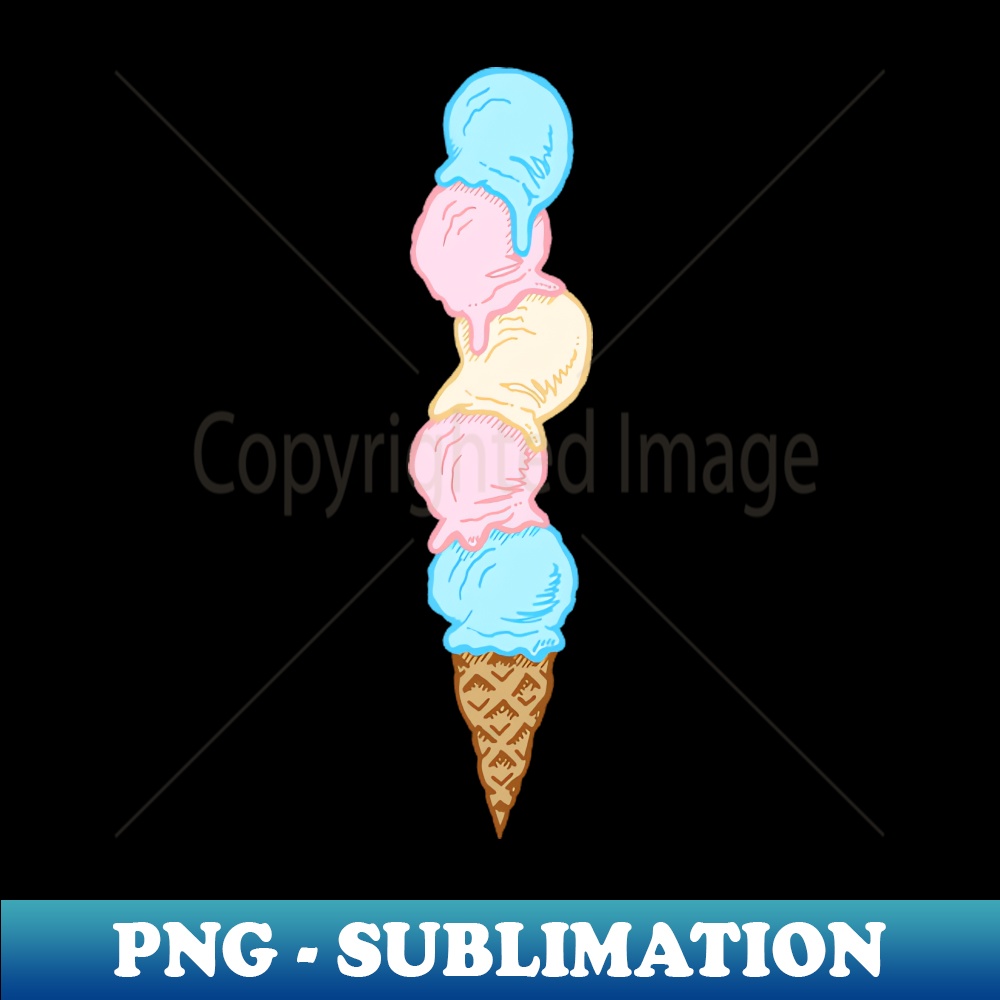 Trans Pride Flag Ice Cream Cone - Stylish Sublimation Digita - Inspire ...
