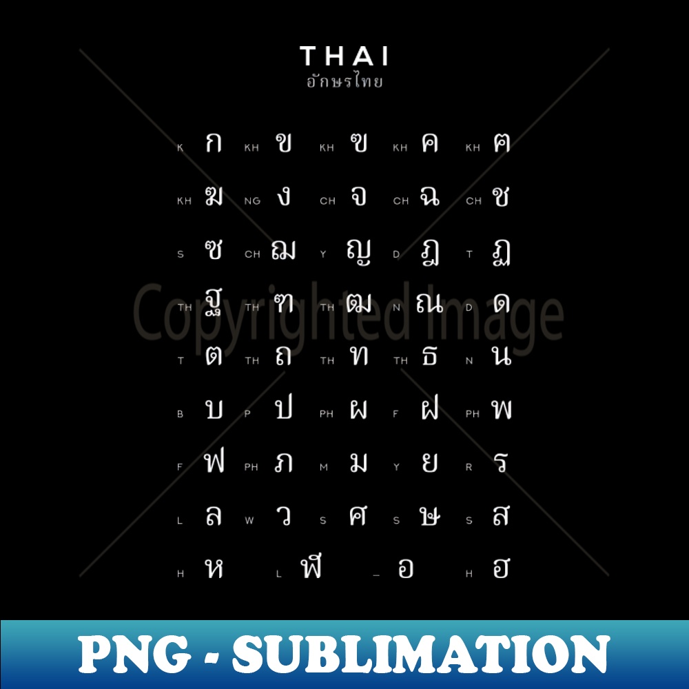 Thai Alphabet Chart Thailand Language Learning Black - Insta | Inspire ...