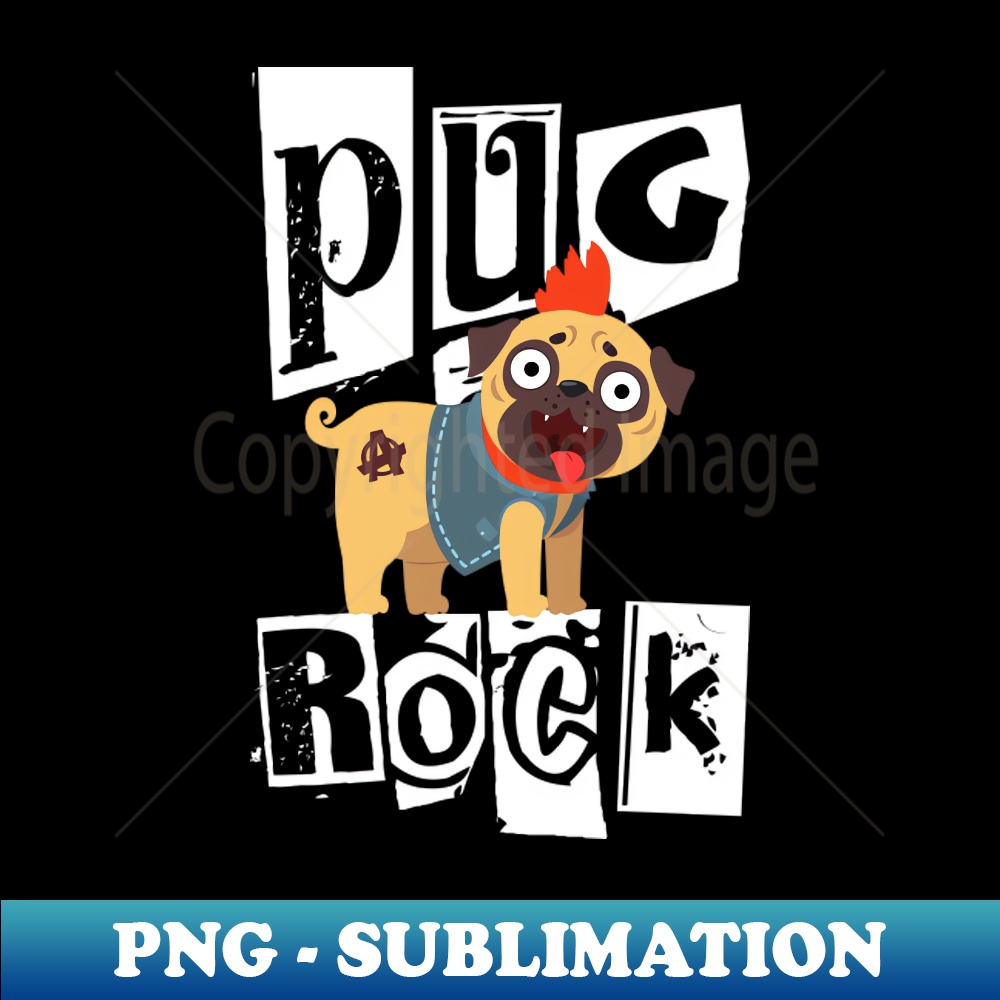 Pug Rock - PNG Transparent Sublimation Design - Create with | Inspire ...