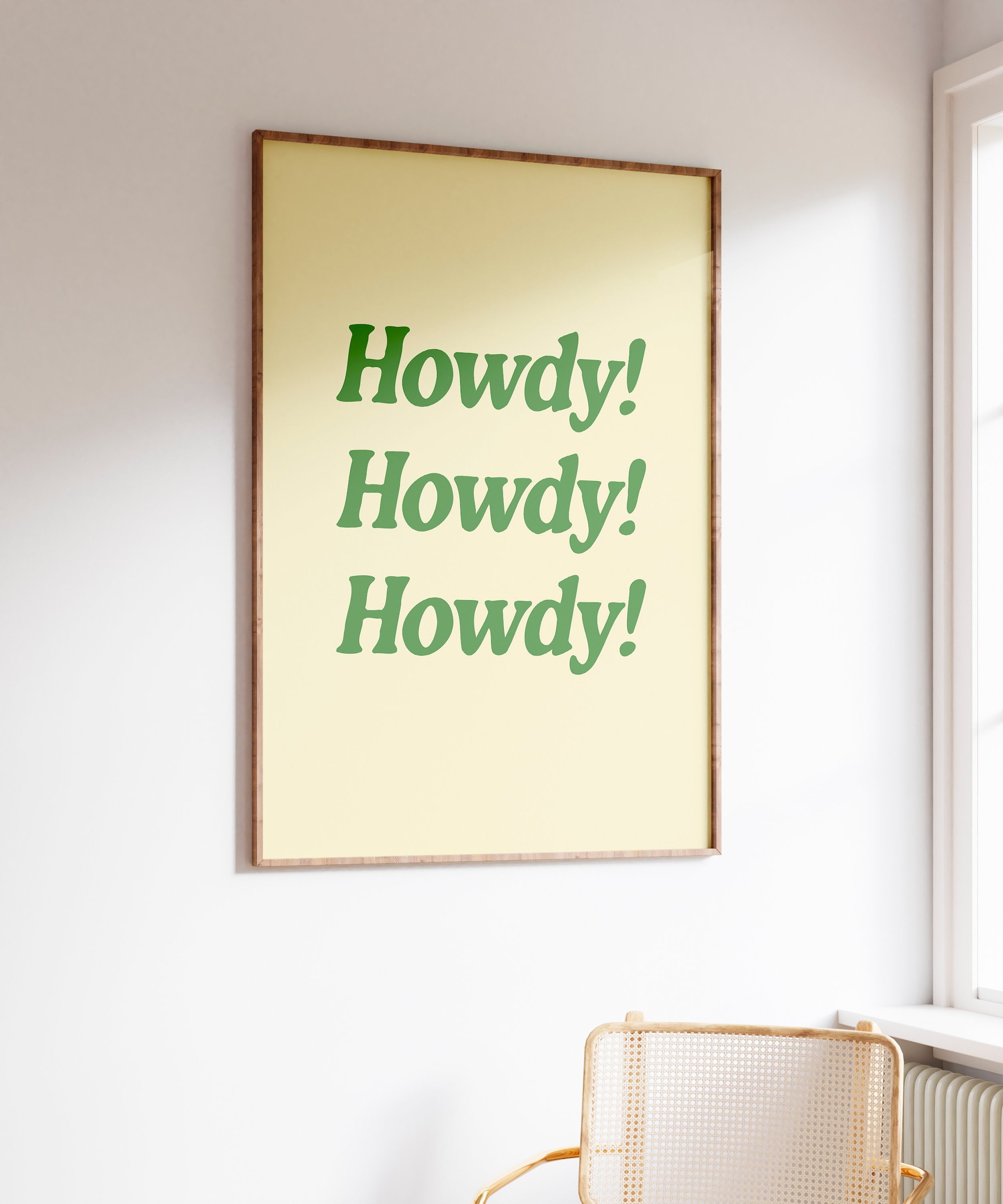 Howdy Print Cowgirl Decor, Western Wall Art, Green Text Post | Inspire ...