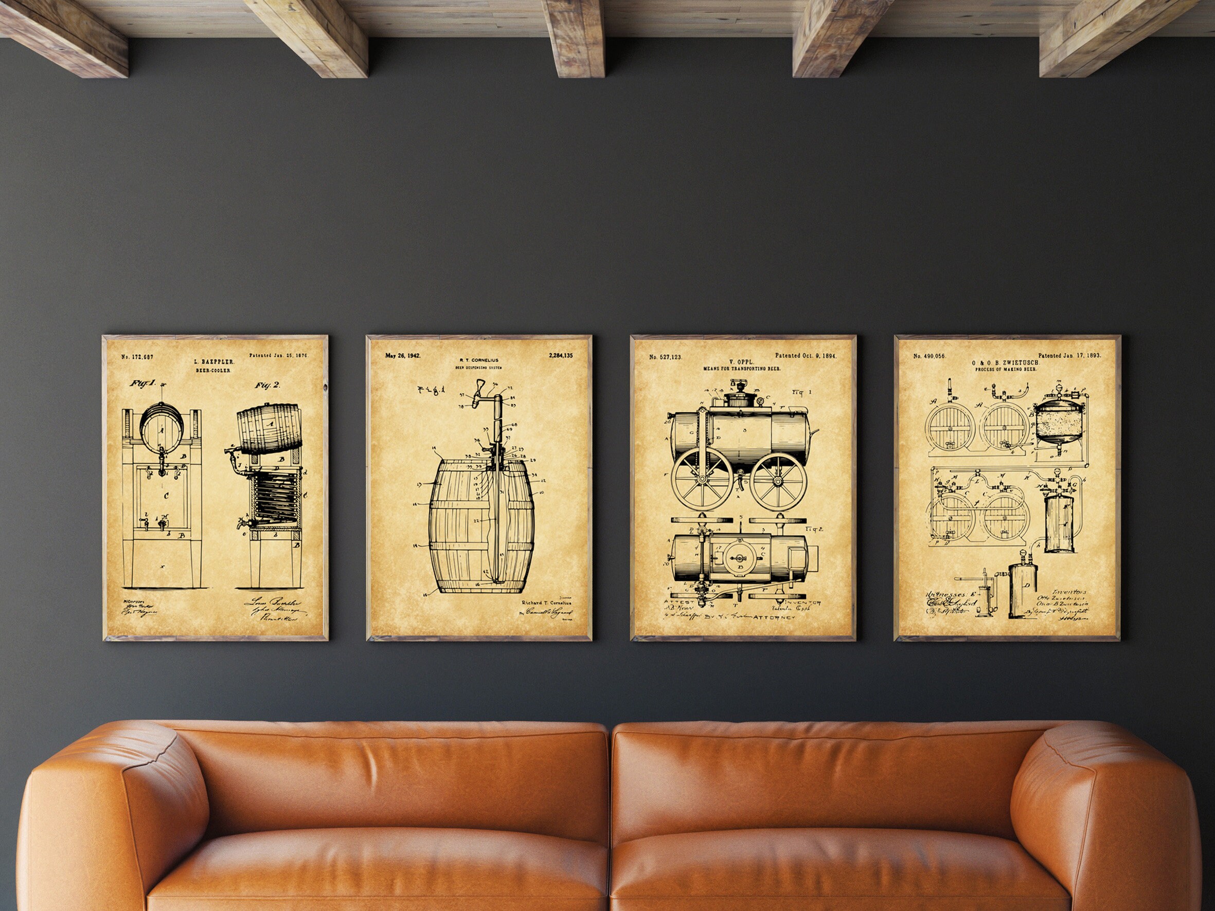 Beer Patent Set of 4, Beer Wall Decor, Beer Poster, Beer Pri | Inspire ...