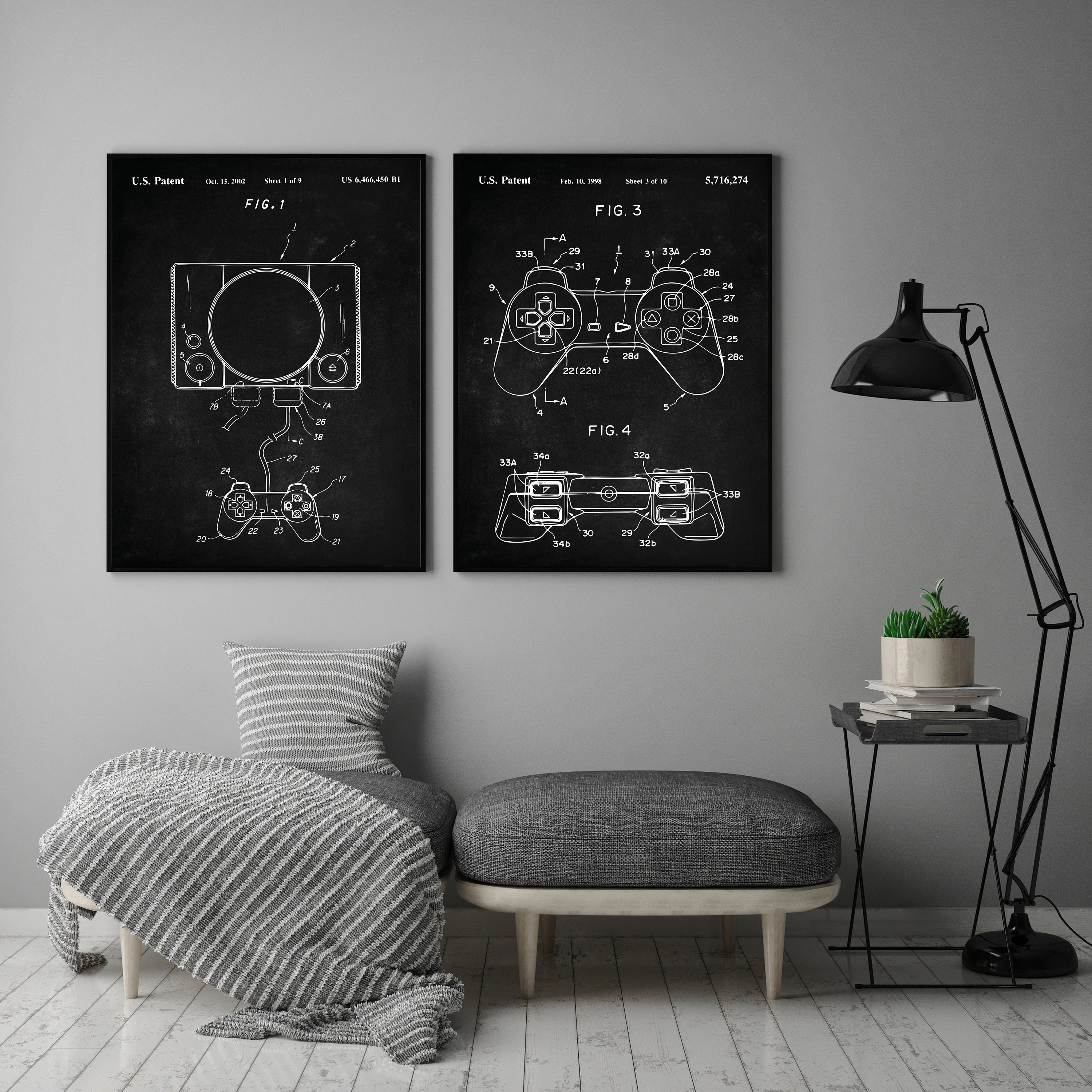 Playstation Patent Set of 2, Video Game Art, Video Game Post | Inspire ...