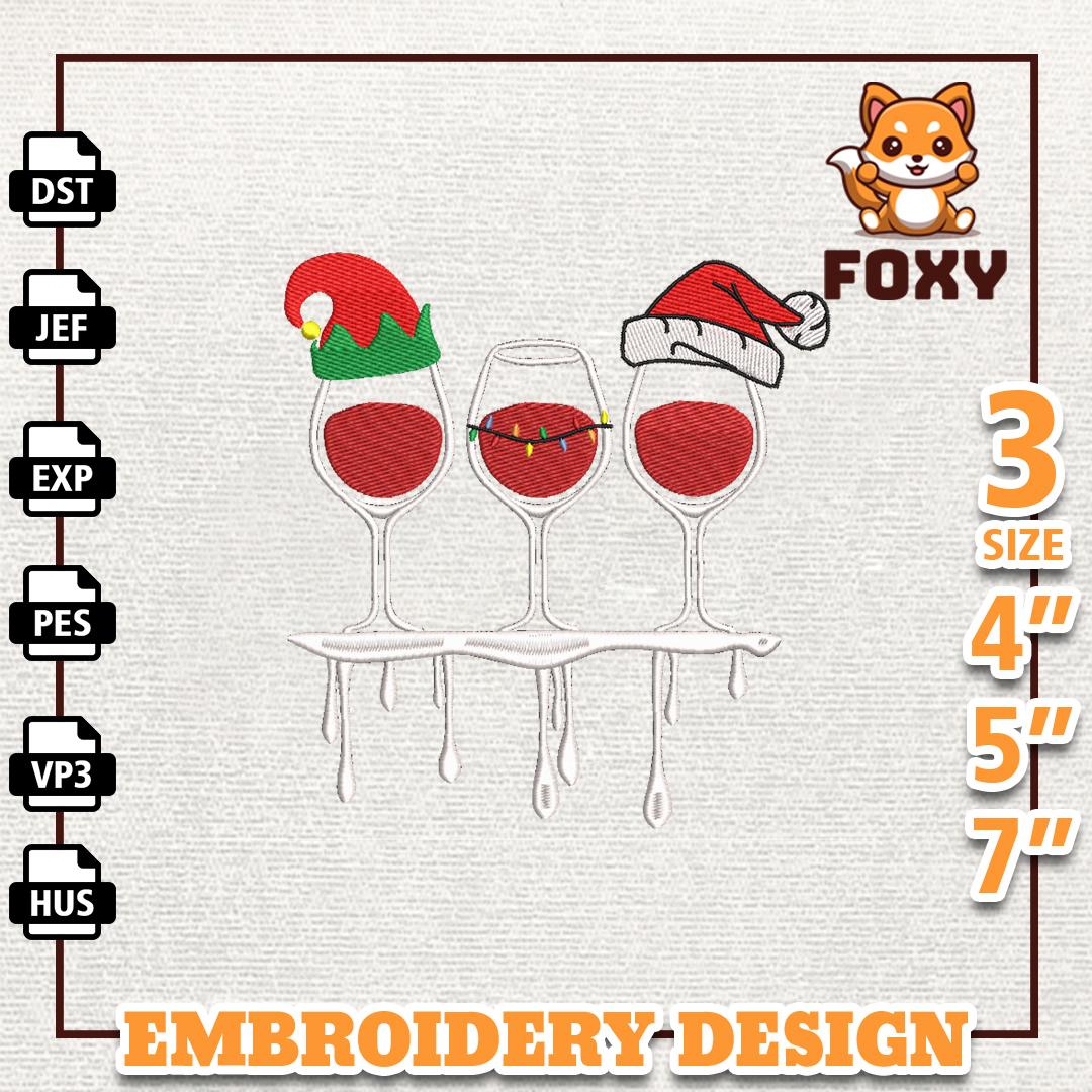 Christmas Wine Embroidery Machine Design, Wine Lover Embroid - Inspire ...