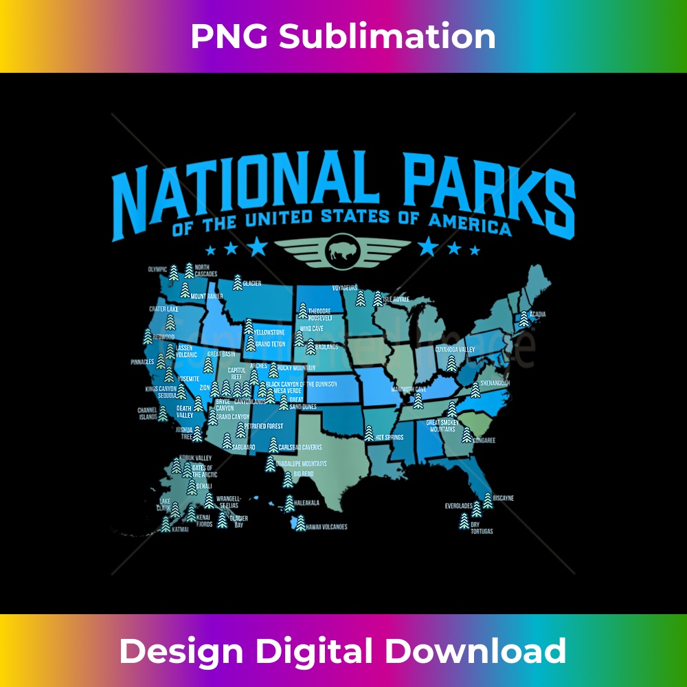 All U.S National Parks Map Camping 80s Graphic Tank T - Arti - Inspire ...