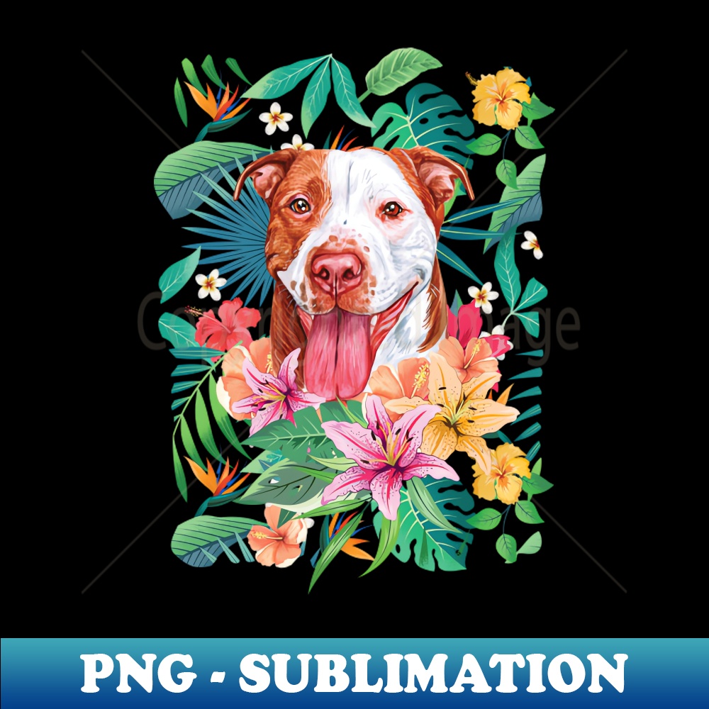Tropical Red Pit Bull Pitbull 4 - Instant PNG Sublimation Do | Inspire ...
