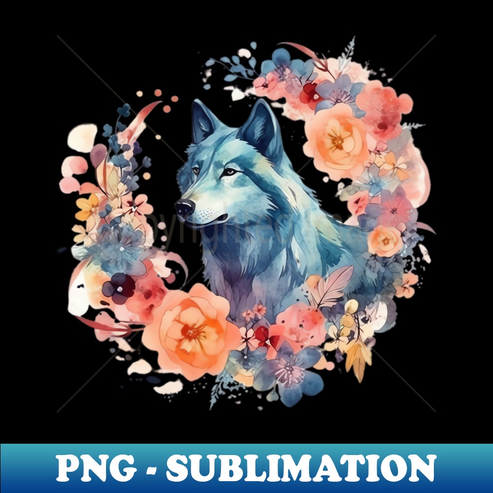 Colorful Wolf With Flowers - Trendy Sublimation Digital Down | Inspire ...