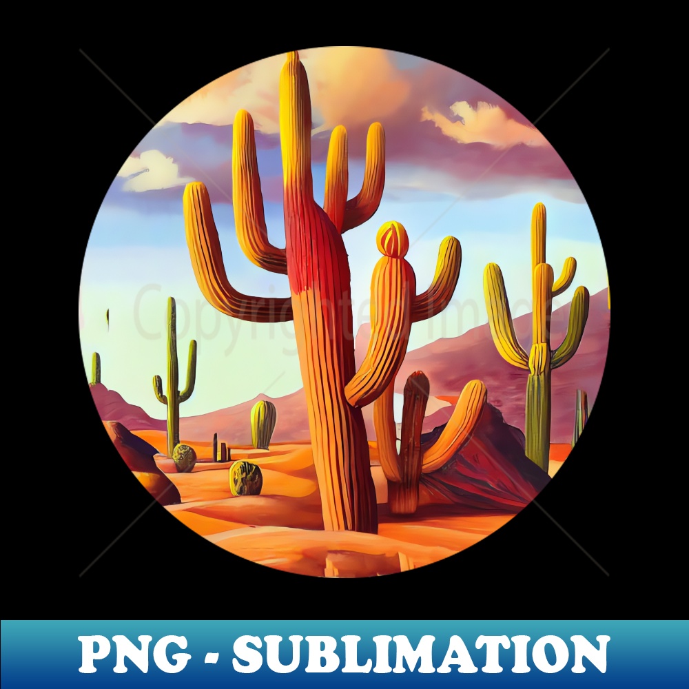 Desert Texas cactus sunrise on Cacti Landscape paintings - | Inspire Uplift