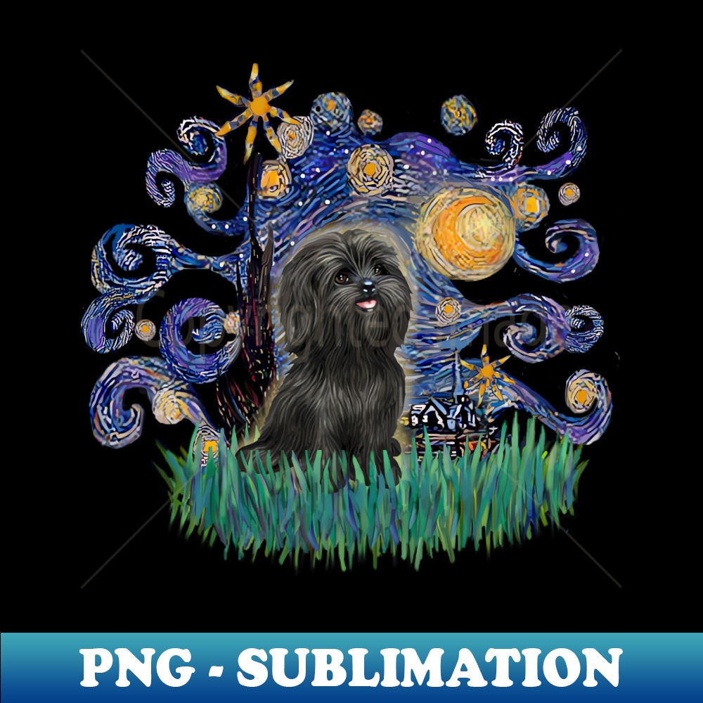 Moon and Stars with an Adorable Black Shih Tzu - Instant PNG | Inspire ...