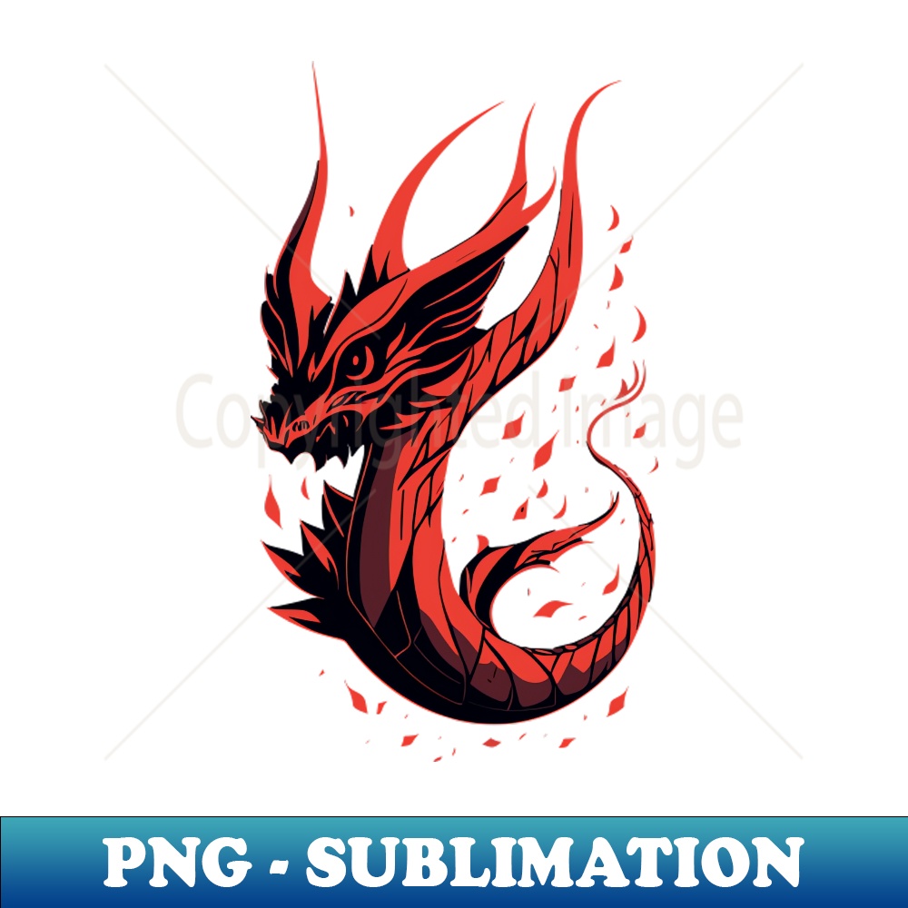 Enchanting Dragon Vector Art Monochromatic Red Front-Facing | Inspire ...