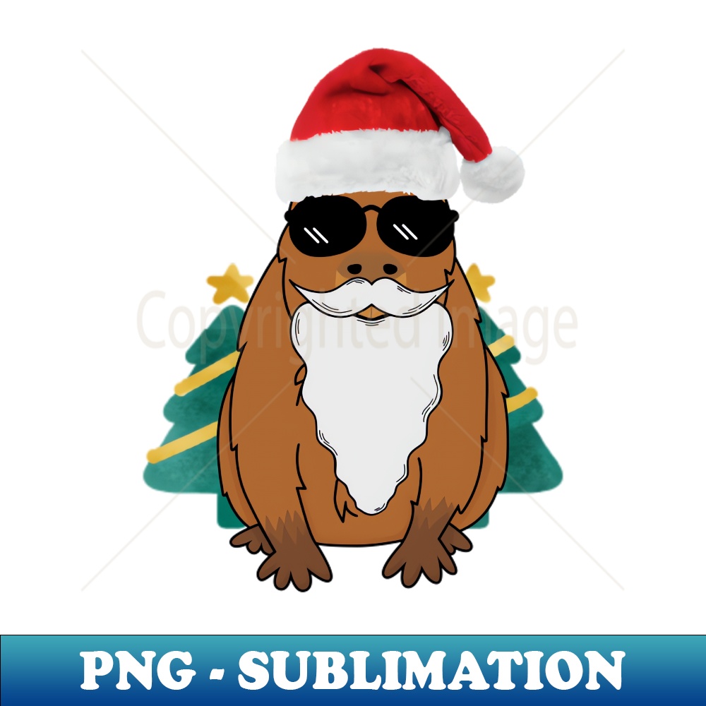 Capybara dressed as Santa in front of Christmas trees - PNG | Inspire ...