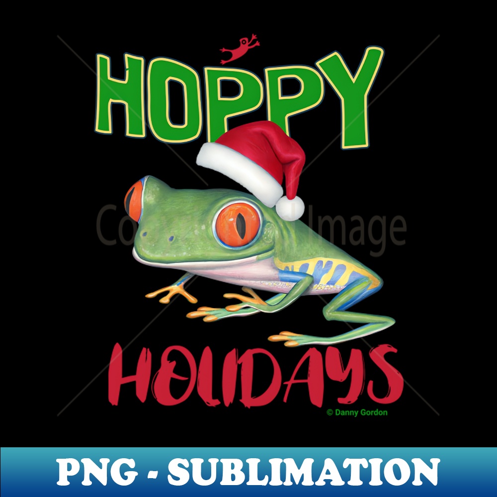 Cute Red Eyed Tree Frog on a Merry Christmas Hoppy Holidays | Inspire ...