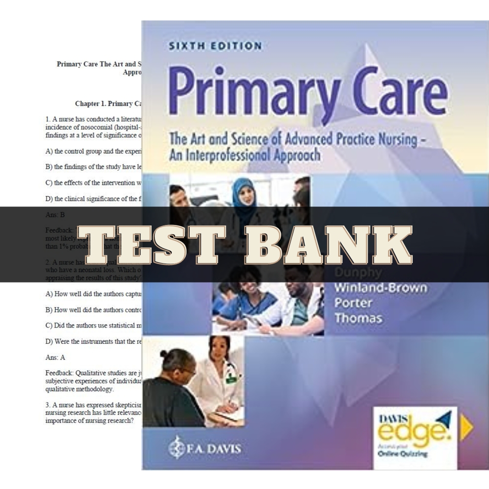 Test Bank for Primary Care The Art and Science of Advanced P - Inspire ...