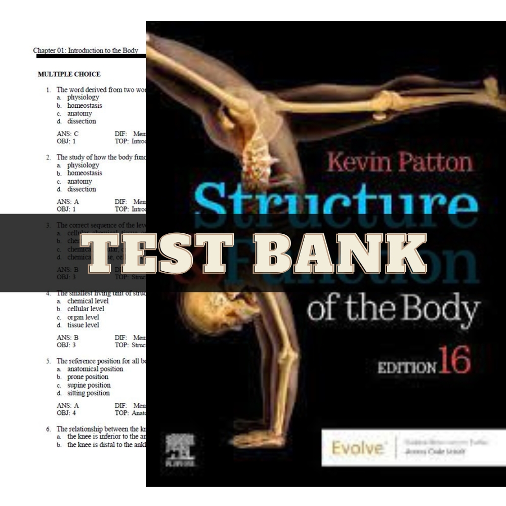 Structure and Function of the Body 16th Edition Test Bank Al | Inspire ...