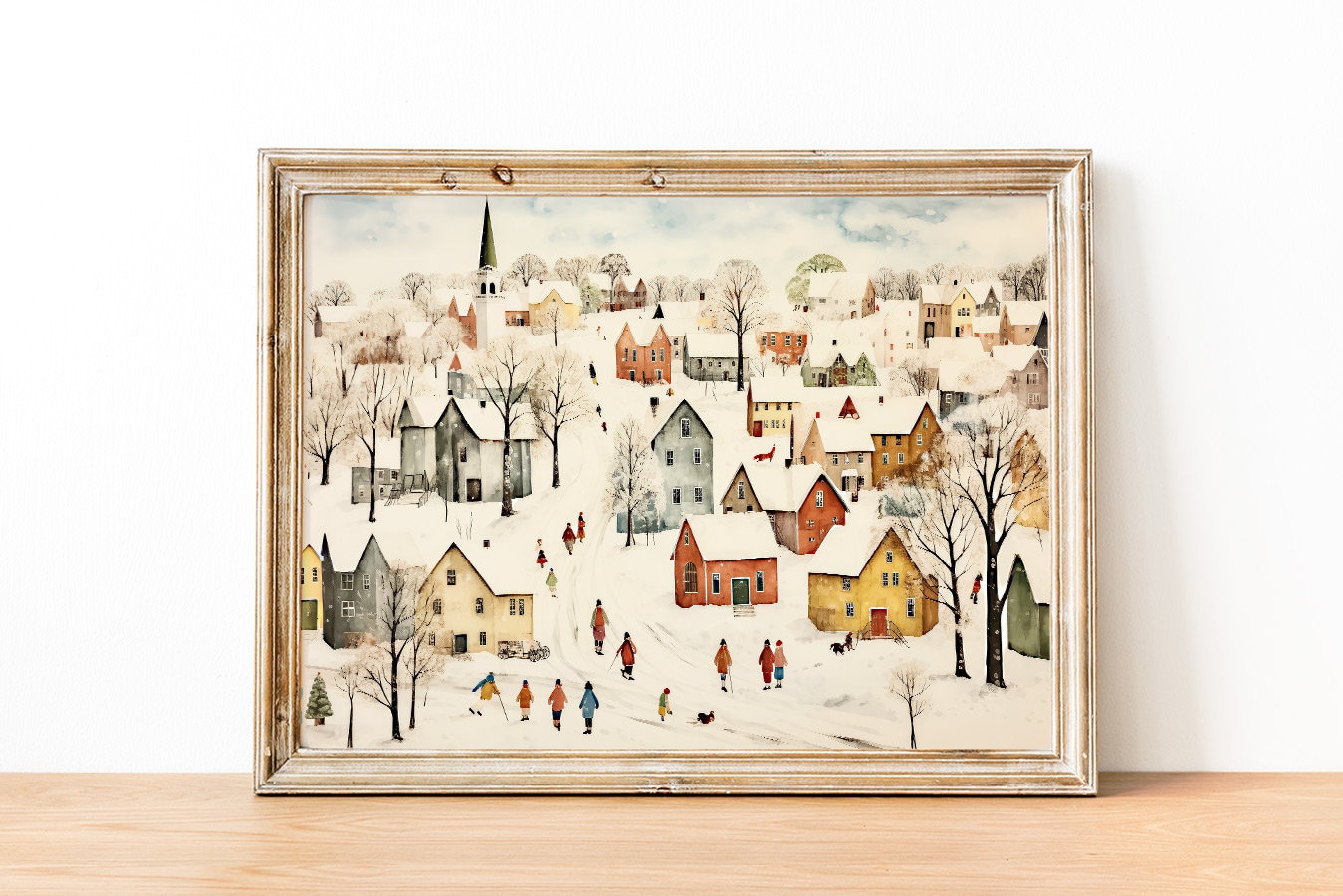 Vintage Winter Village Painting, Winter Scenes, Printable Wi | Inspire ...