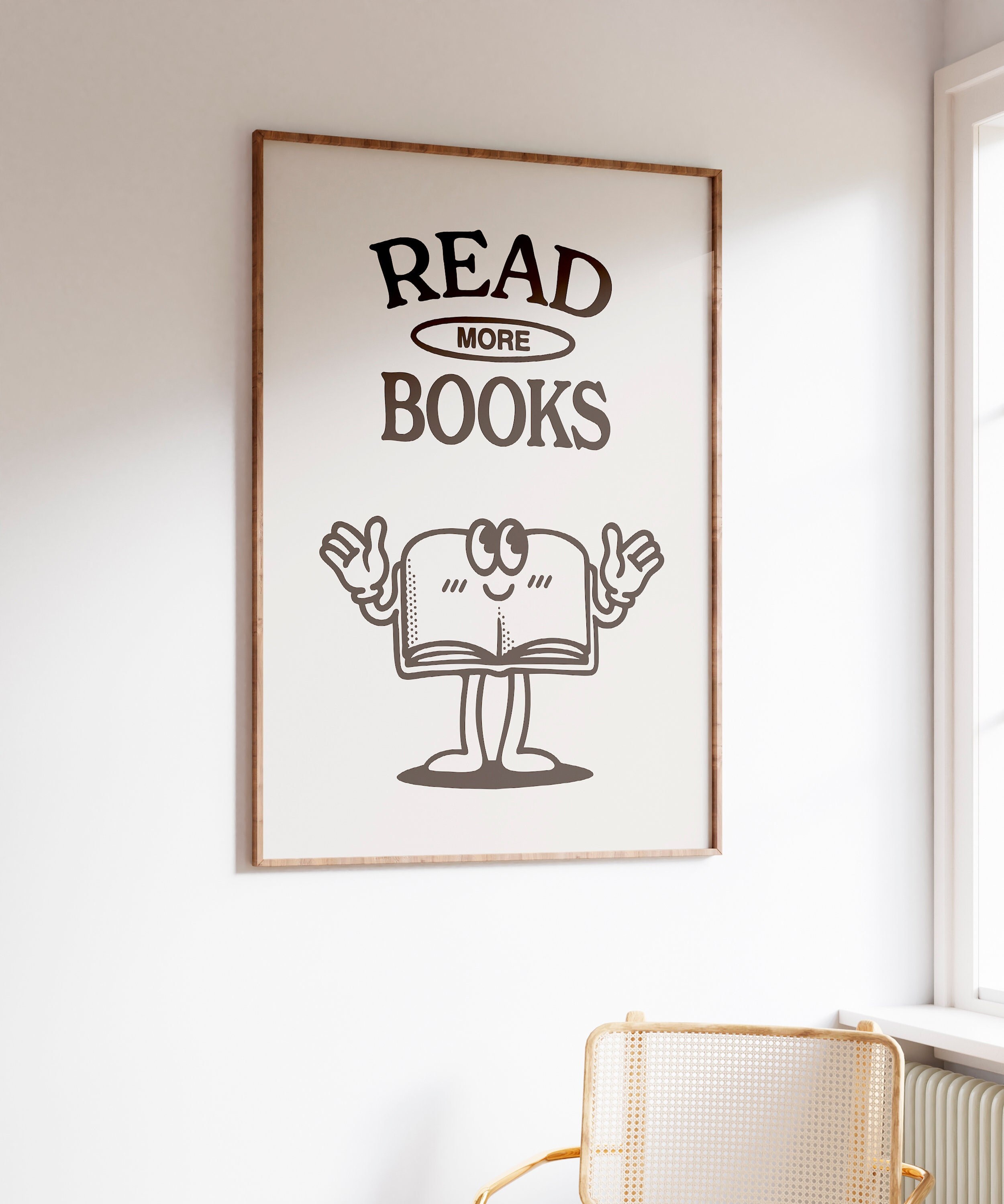 Retro Reading Print, Book Wall Art, Book Lover Gift, Retro W | Inspire ...