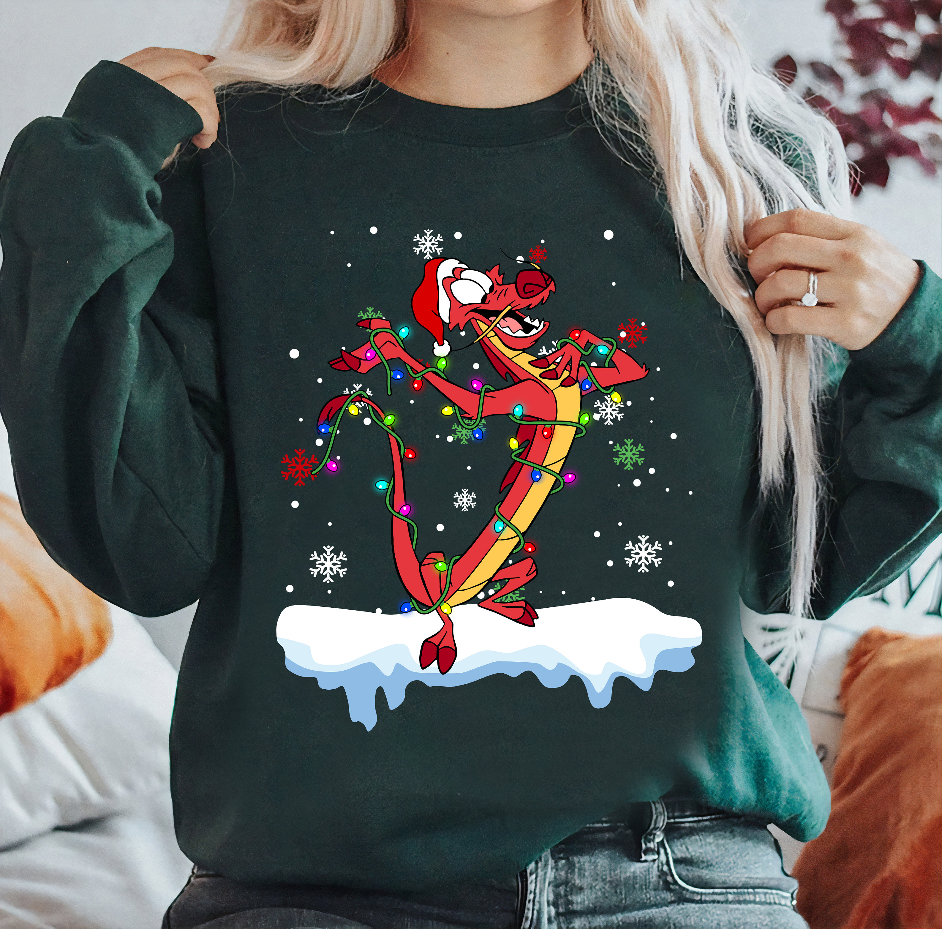 Disney Mulan Mushu Santa Costume Christmas Lights and Snowfl - Inspire ...