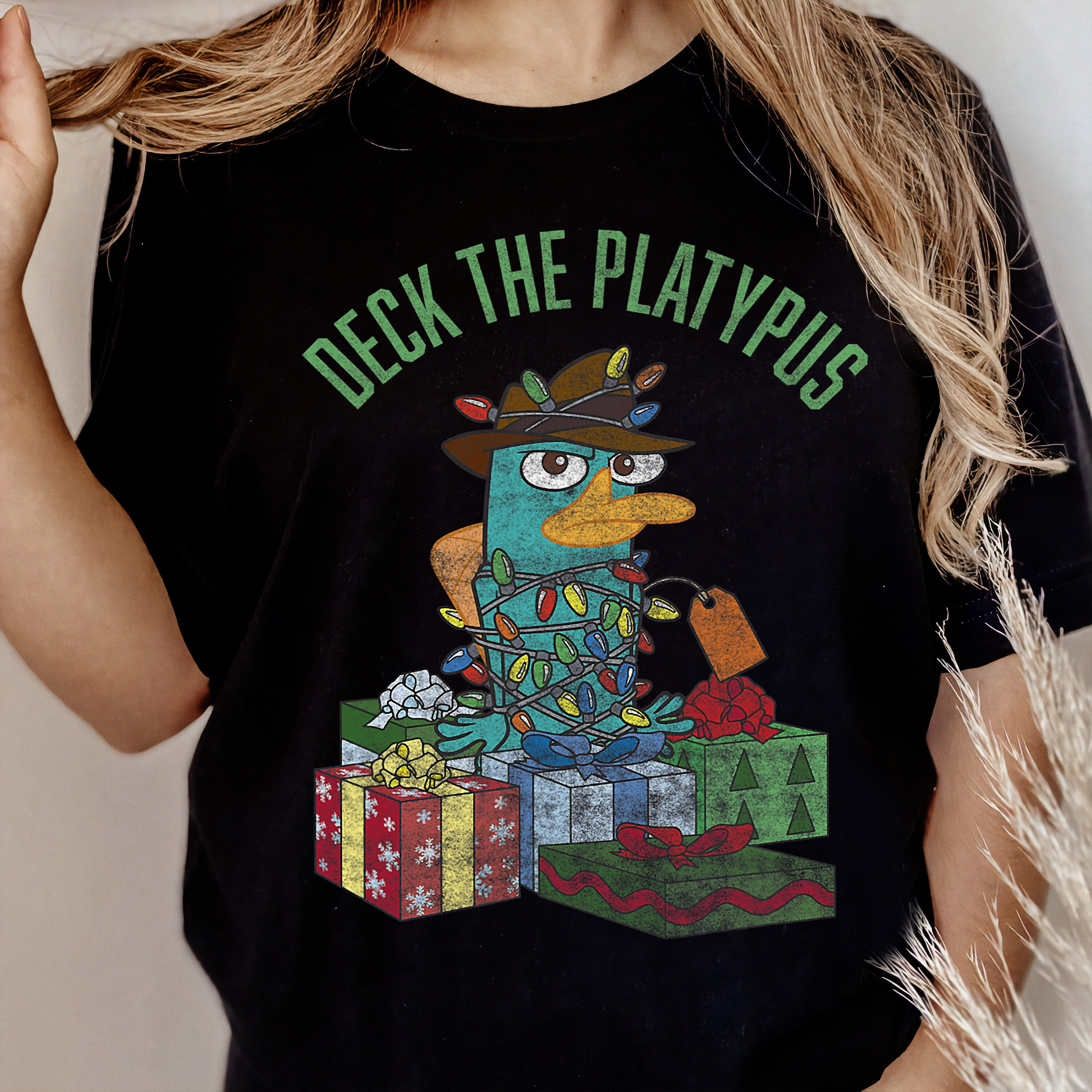 Disney Phineas and Ferb Christmas Perry Deck The Platypus TS - Inspire ...