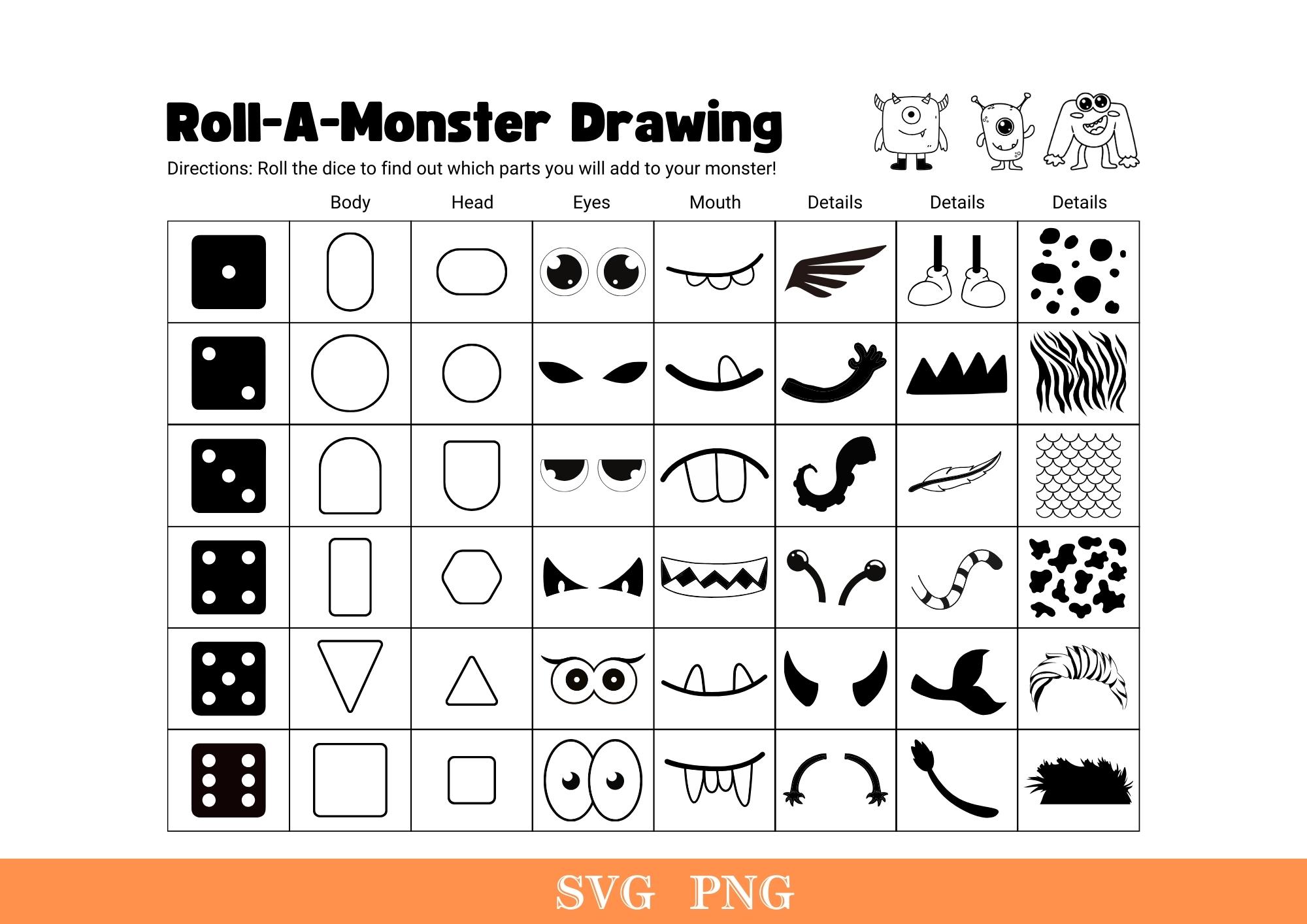 Monster Drawing Activity Worksheet in Black and White Illust | Inspire ...