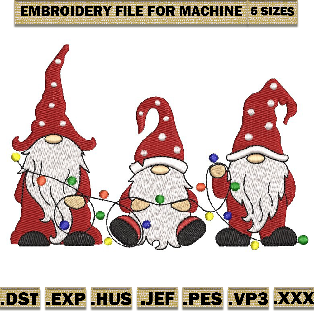 Christmas Gnomes Embroidery Files, Gnome Merry Christmas Mac | Inspire Uplift
