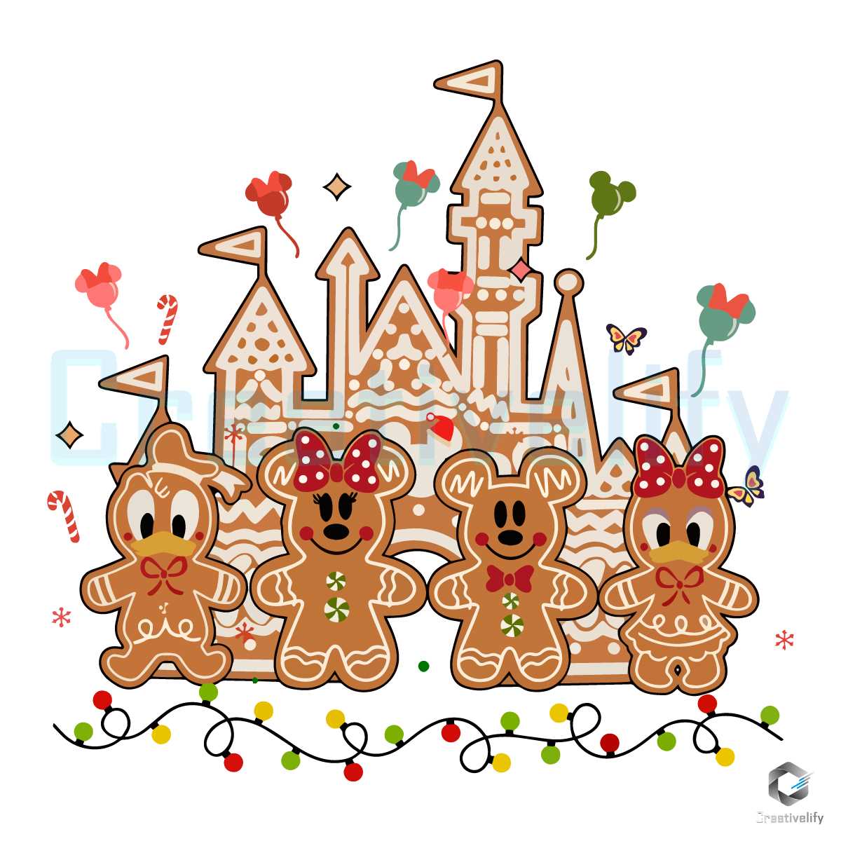 Mickey And Friends Xmas SVG Gingerbread Castle File | Inspire Uplift