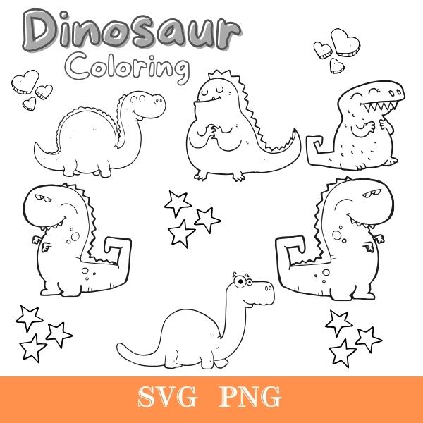 Dinosaur Coloring Worksheet Set svg.png | Inspire Uplift