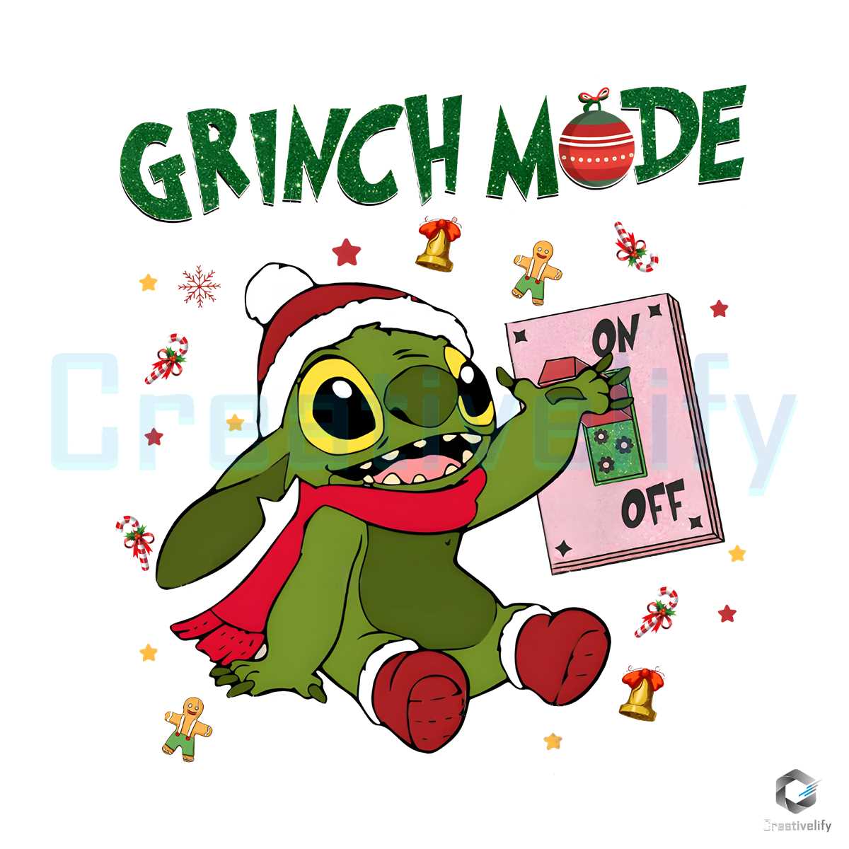 Stitch Grinch Mode On PNG Disney Christmas File Design | Inspire Uplift