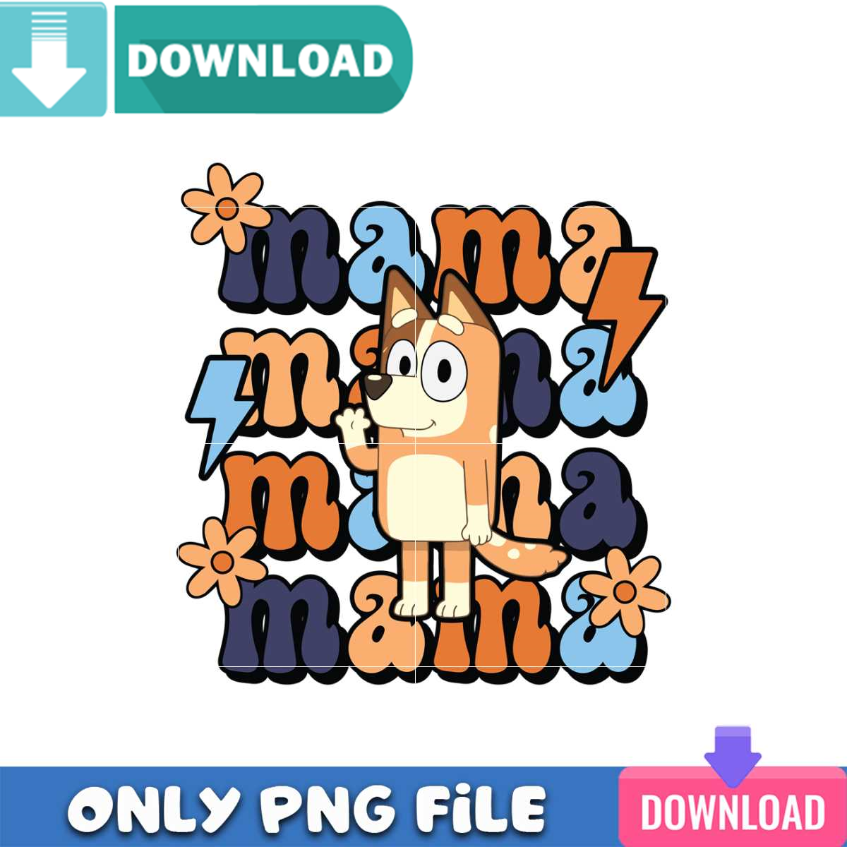Bluey Mama Background PNG Best Sublimation Design Download | Inspire Uplift