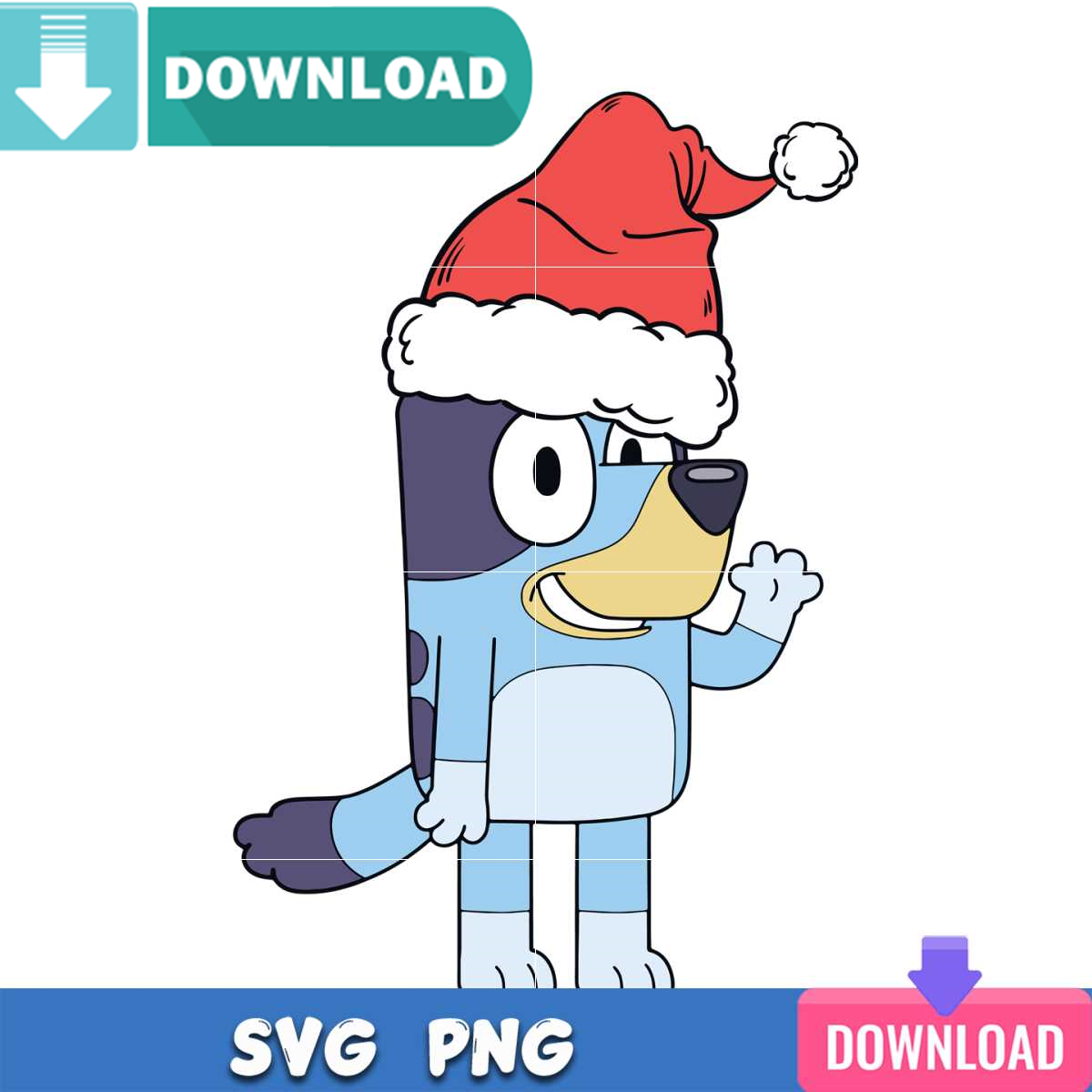 Bluey Waving Christmas SVG Best Files For Cricut Design | Inspire Uplift