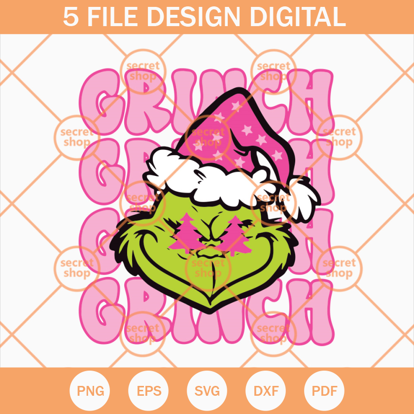 Grinch Face Pink Christmas SVG, Grinch Angry Face SVG, Cute | Inspire ...