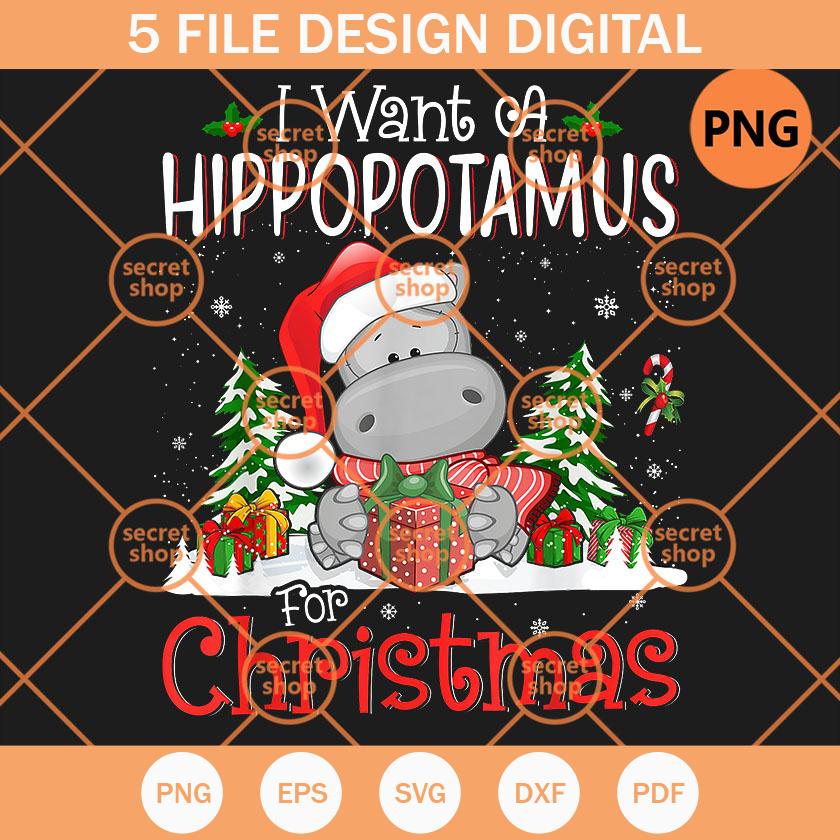 I Want A Hippopotamus For Christmas , Cute Hippo Wearing San | Inspire ...