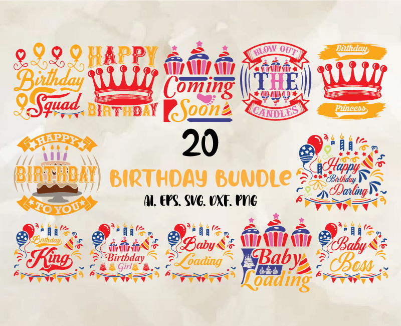Birthday Svg Bundle, Birthday Svg, Happy Birthday Png, T-shi | Inspire ...