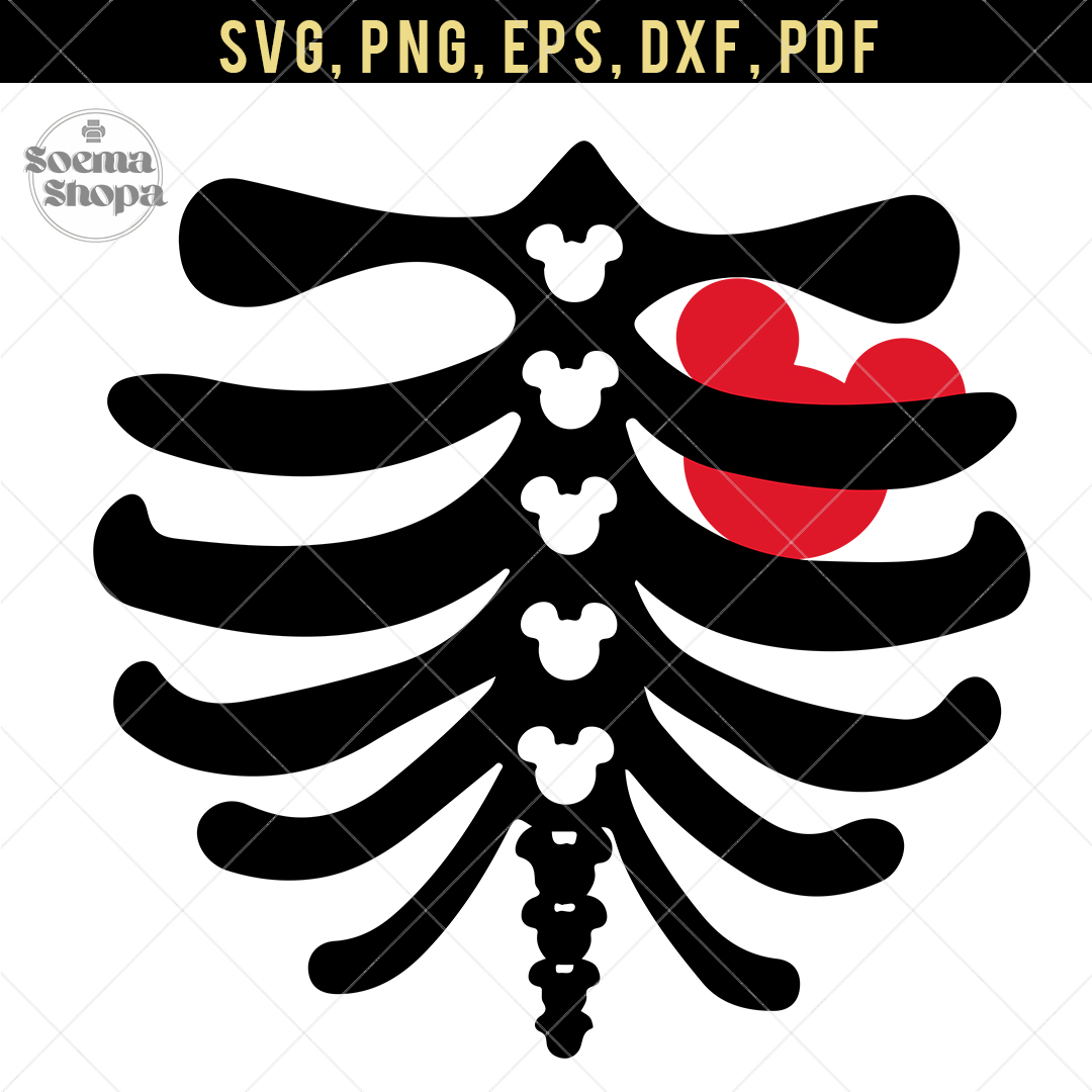 Skeleton Bones Mickey SVG, Mouse SVG, PNG, DXF, EPS, Heart S | Inspire ...