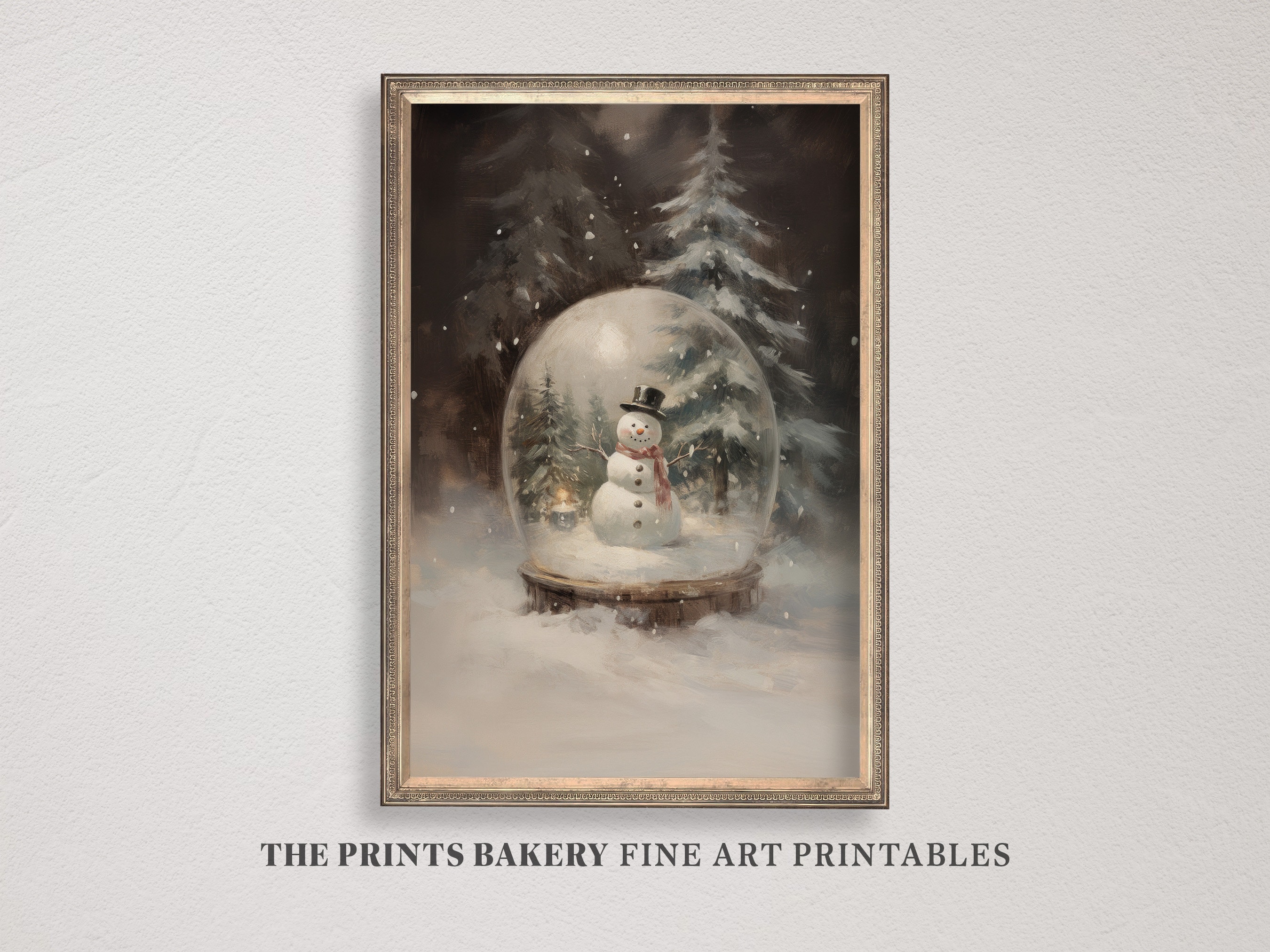 PRINTABLE Christmas Cute Snowman in Snow Globe Print, Rustic | Inspire ...