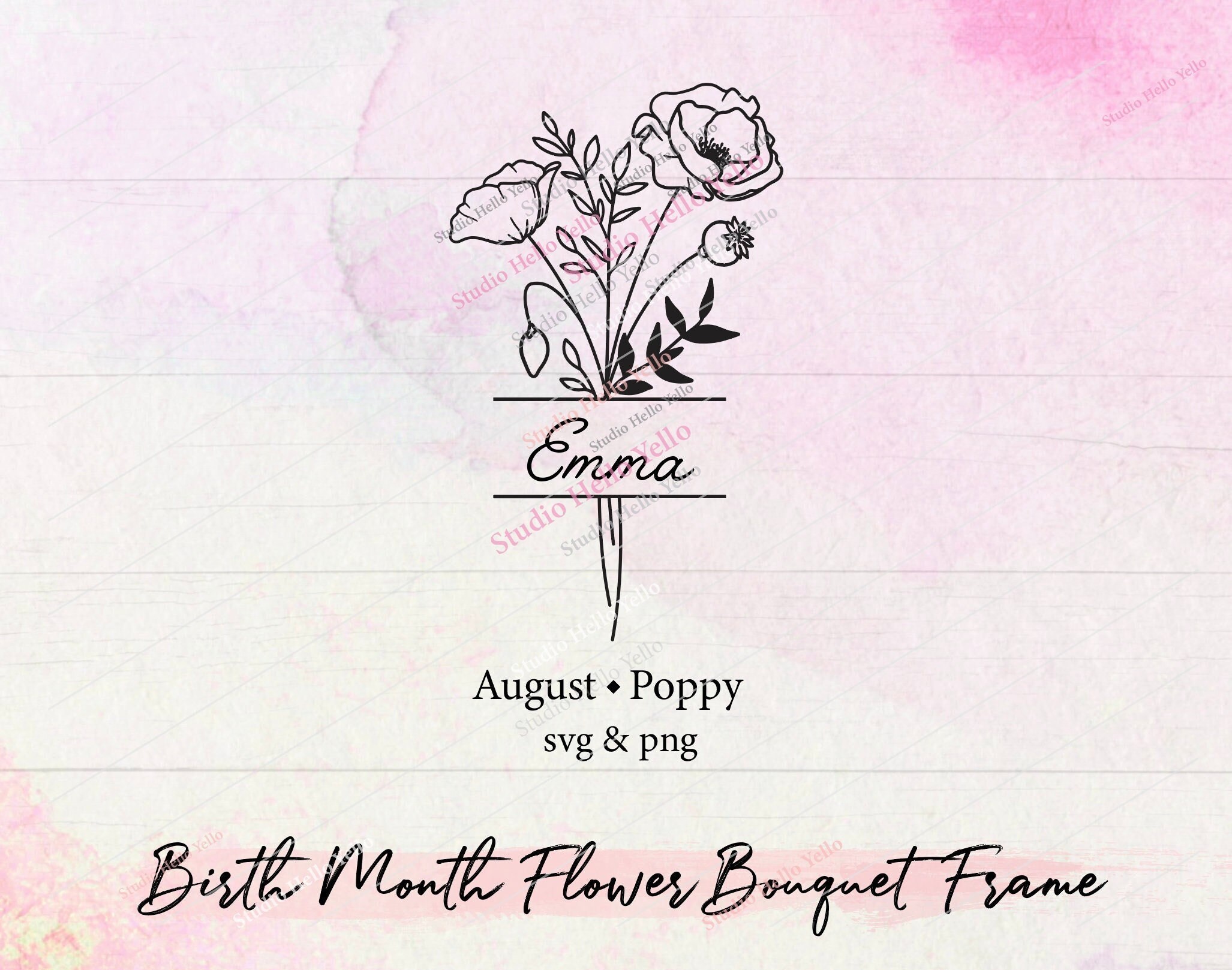 Birth Month Flower Bouquet Frame Svg,Birth Month Flower,Popp - Inspire ...