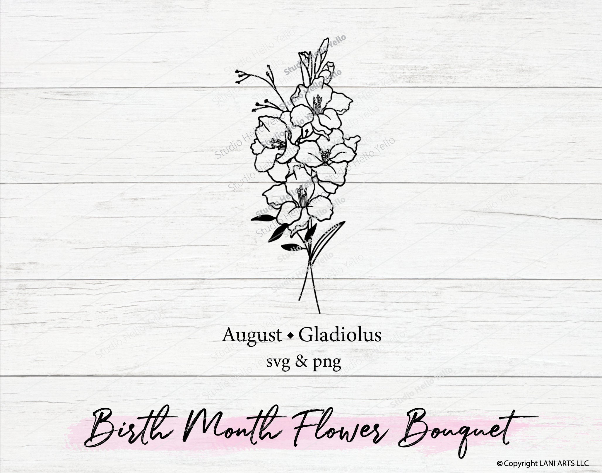 Birth Month Flower Bouquet Svg, August Gladiolus, Flower Svg | Inspire ...