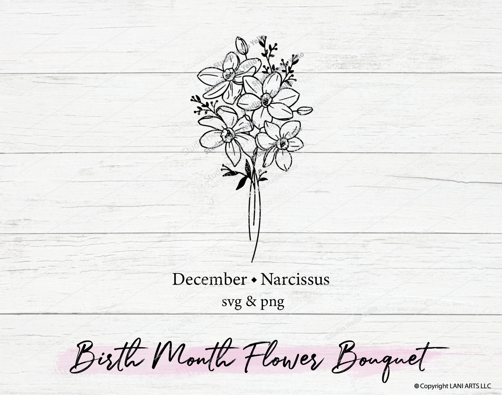 Birth Month Flower Bouquet Svg, December Narcissus, Flower S - Inspire ...