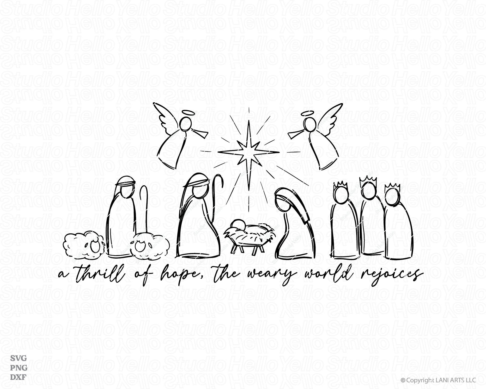 Nativity Scene Svg Png Dxf Hand Drawn Christian Christmas Ad - Inspire ...