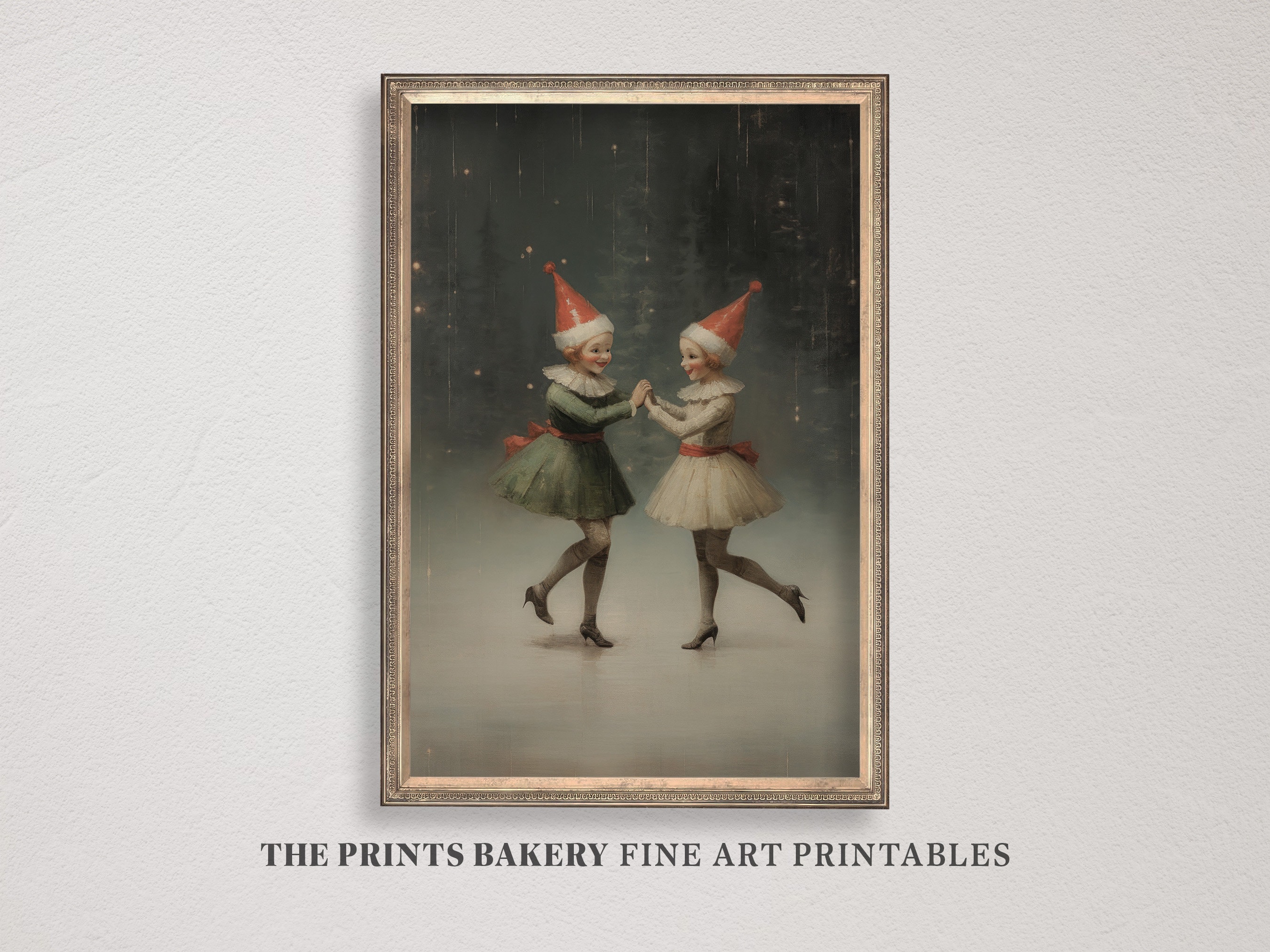 PRINTABLE Christmas Elf Dance Print, Two Jolly Santa Elves W | Inspire ...