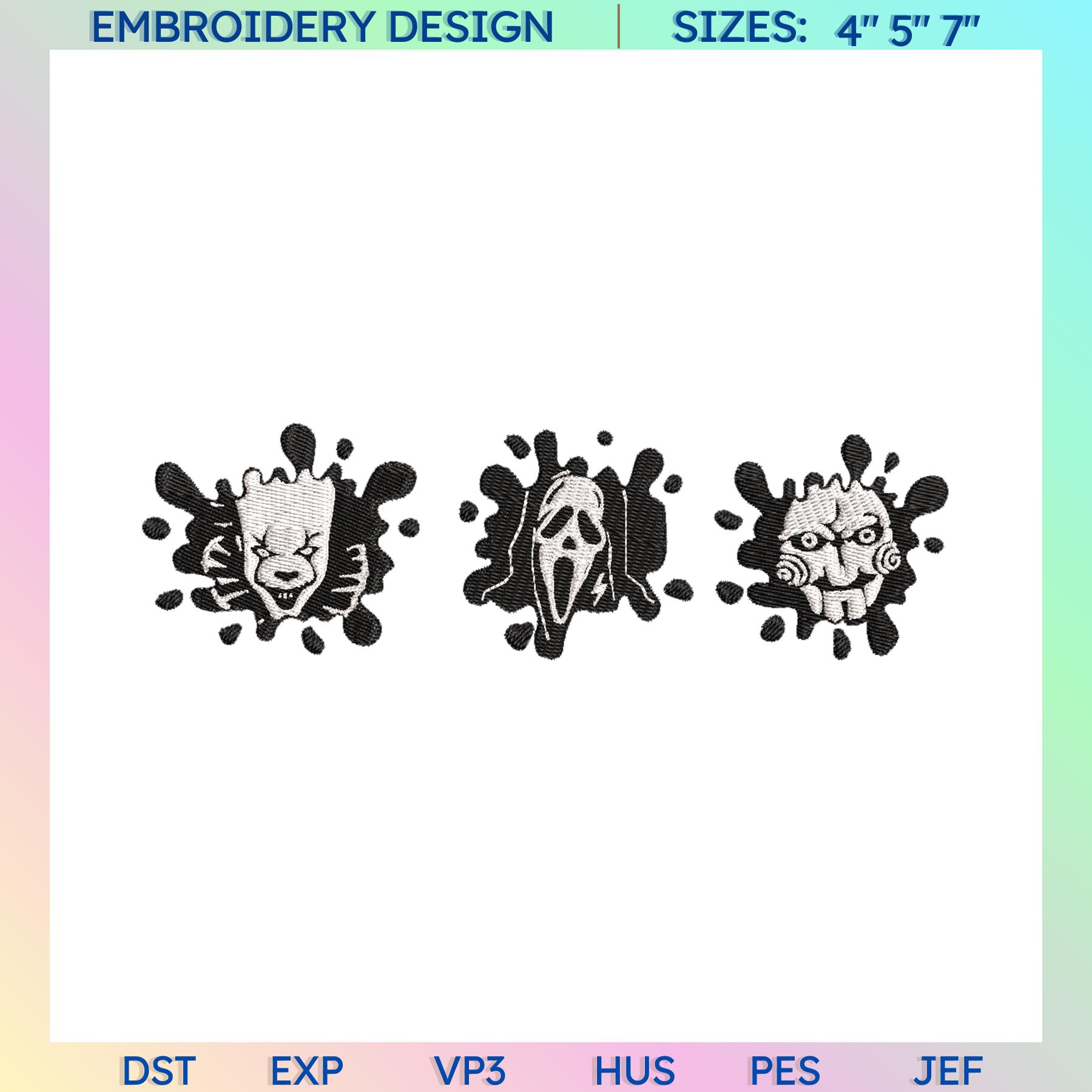 Halloween Movie Embroidery Machine Design, Horror Characters | Inspire ...