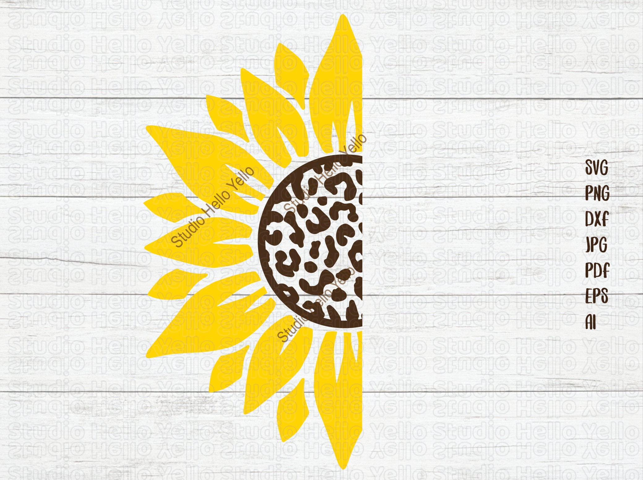Sunflower SVG, Half Sunflower Svg, Leopard Sunflower Svg, Fl | Inspire ...