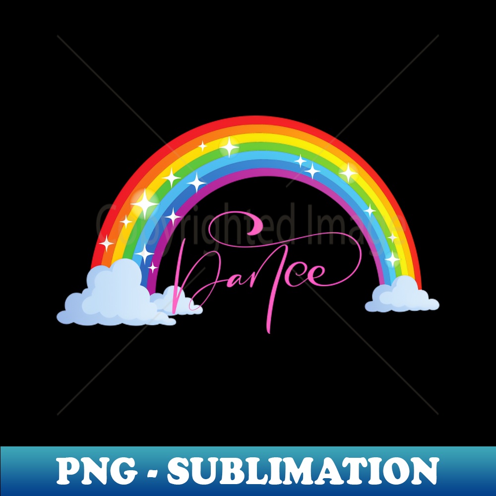 Dance colored script wording on Rainbow sparkle dancer gift | Inspire ...