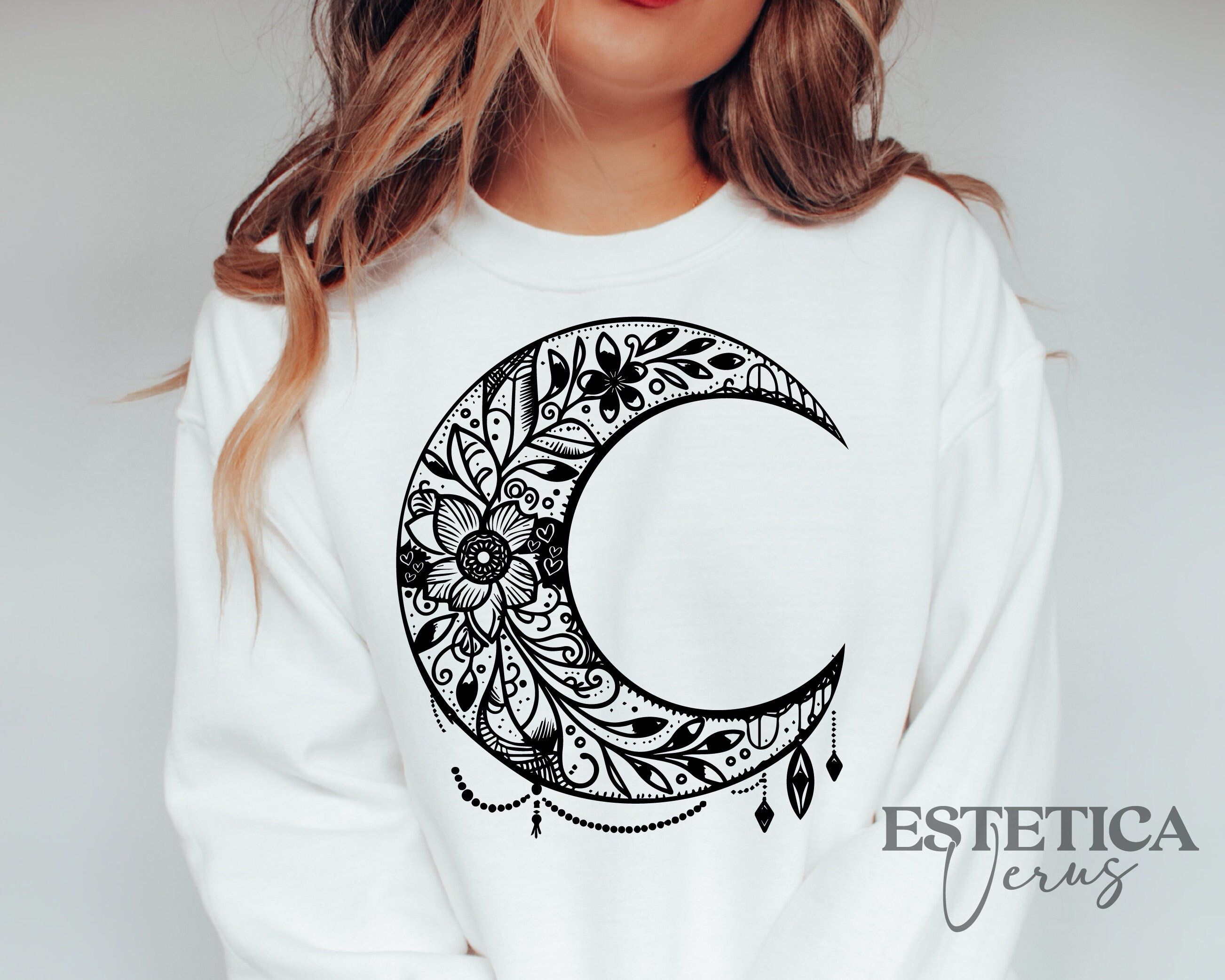 Boho Crescent Moon Svg Png, Celestial Svg, Moon Phases Svg | Inspire Uplift