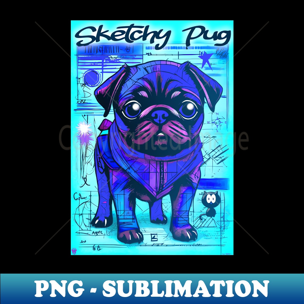 Pug Sketchbook 6 BLUE - Premium PNG Sublimation File - Fashi | Inspire ...