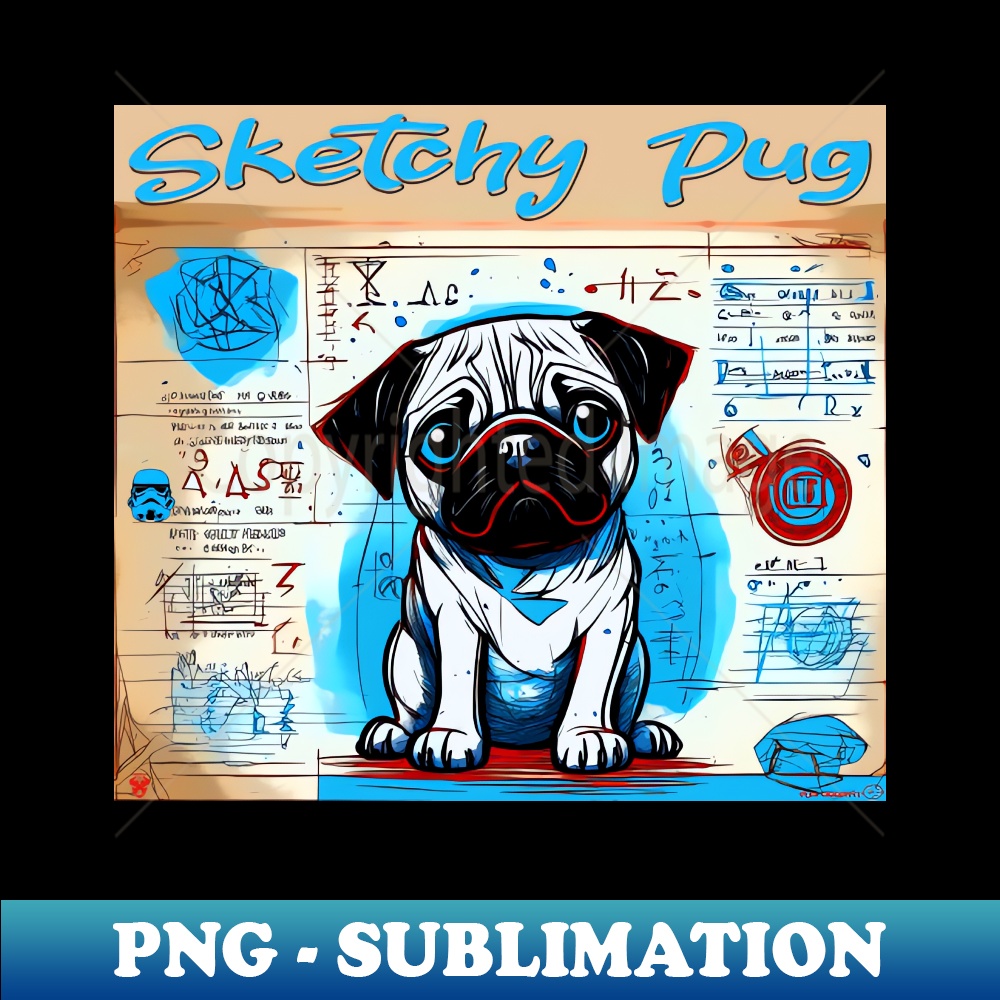 Pug Sketchbook 5 BLUE - PNG Sublimation Digital Download - B | Inspire ...