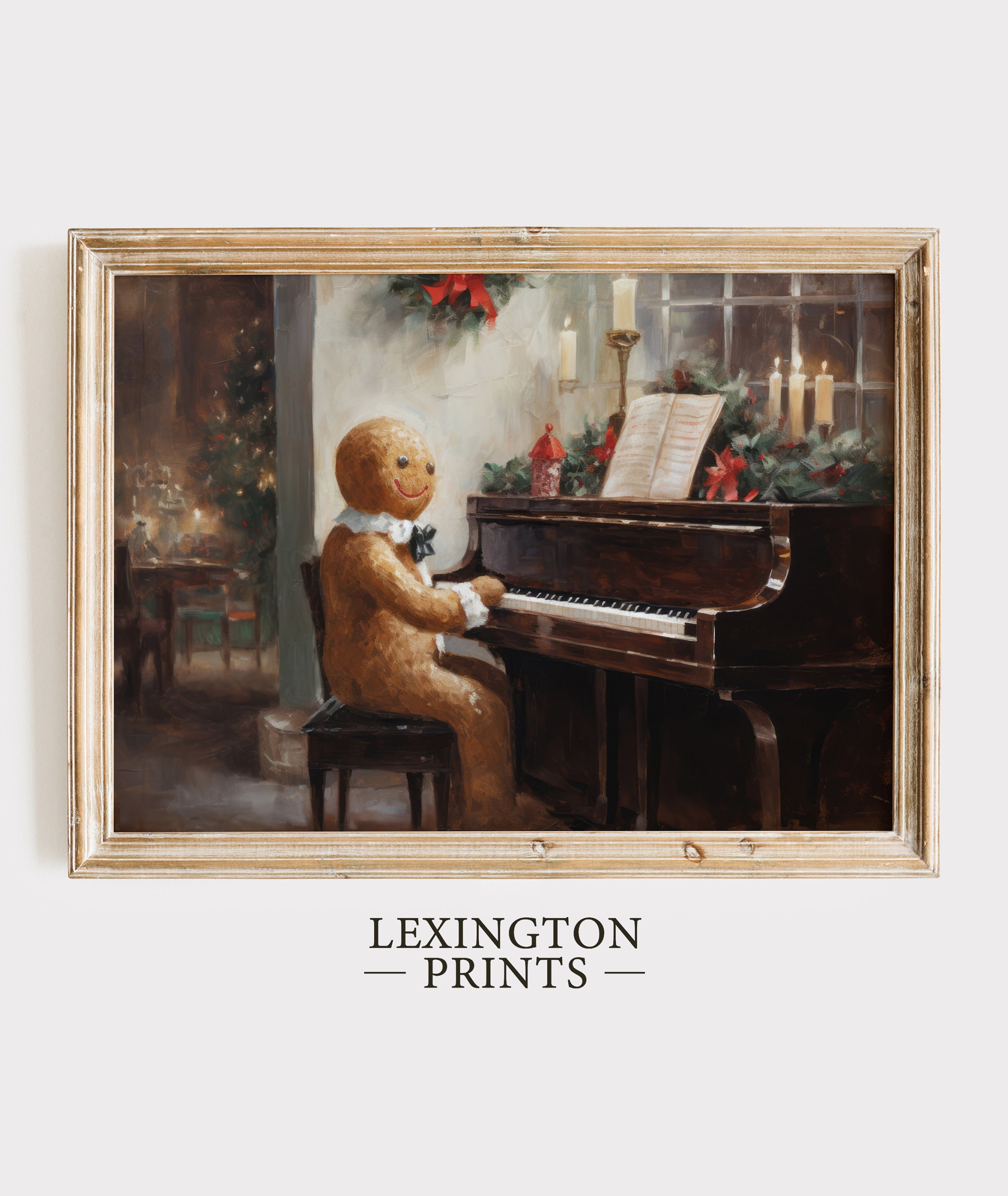 Christmas Gingerbread Man Playing Piano Christmas Wall Art G | Inspire ...